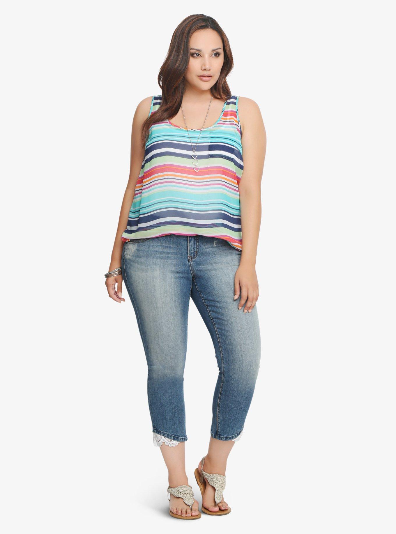 Plus Size - Striped Chiffon Tank Top - Torrid
