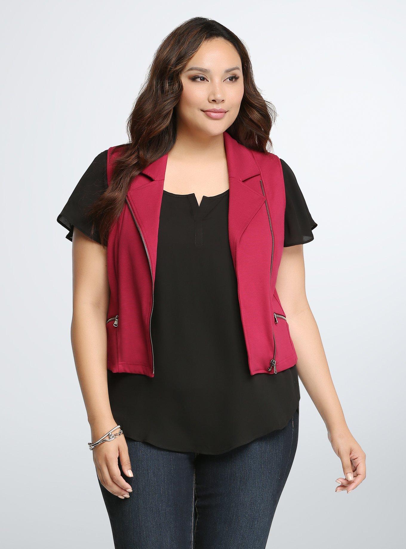 Plus Size - Moto Cropped Vest - Torrid