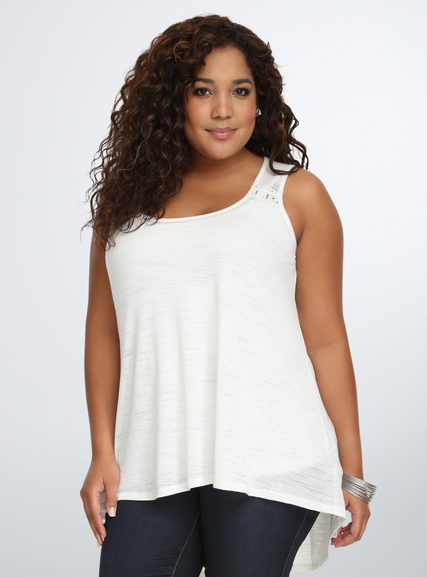 Plus Size - Crochet Back Flyaway Tank Top - Torrid