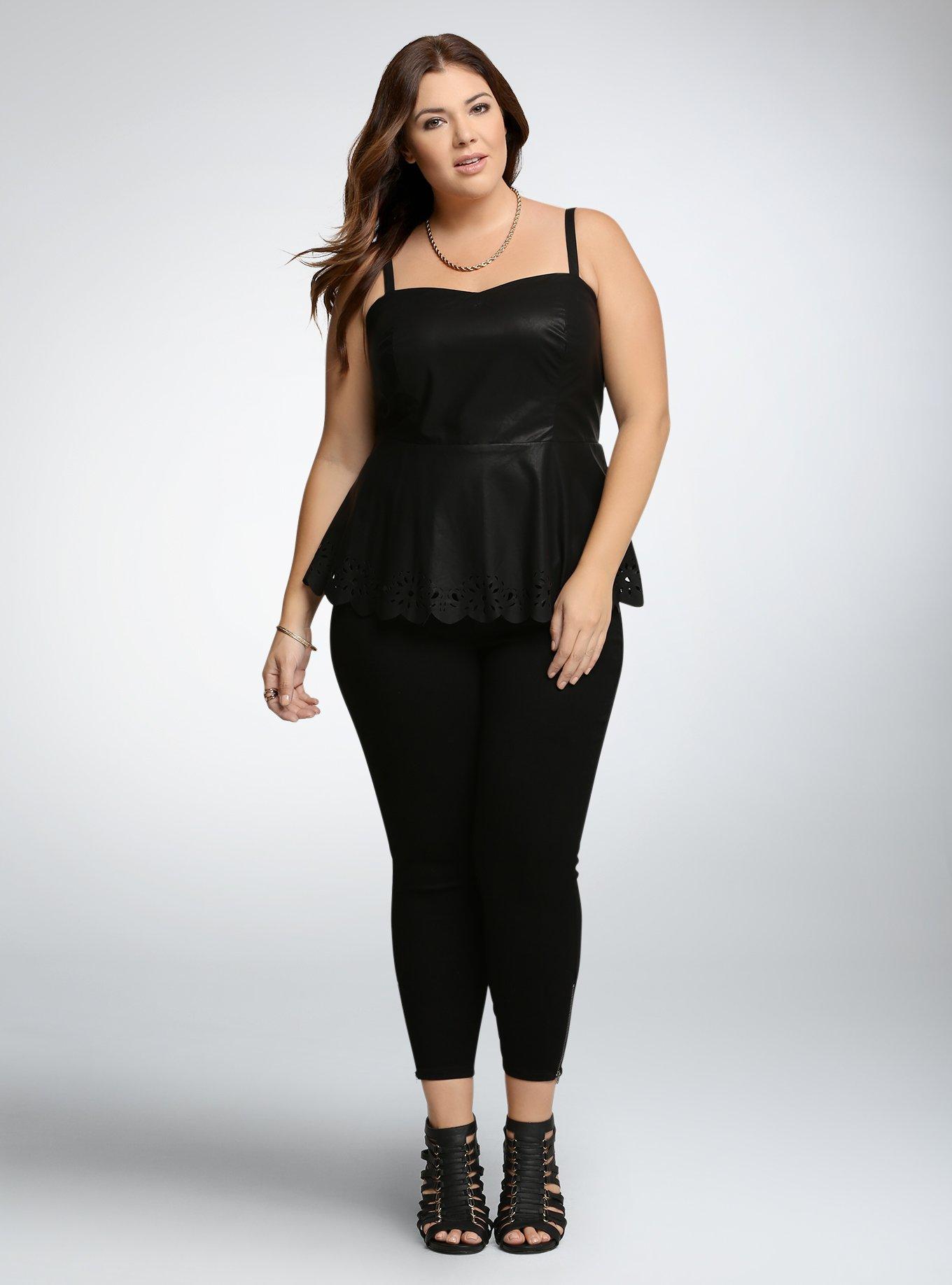 Plus Size - Faux Leather Laser Cut Tank Top - Torrid