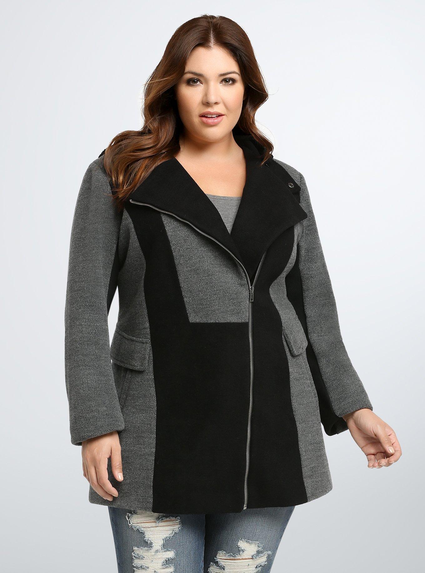 Plus Size - Color Block Fitted Coat - Torrid