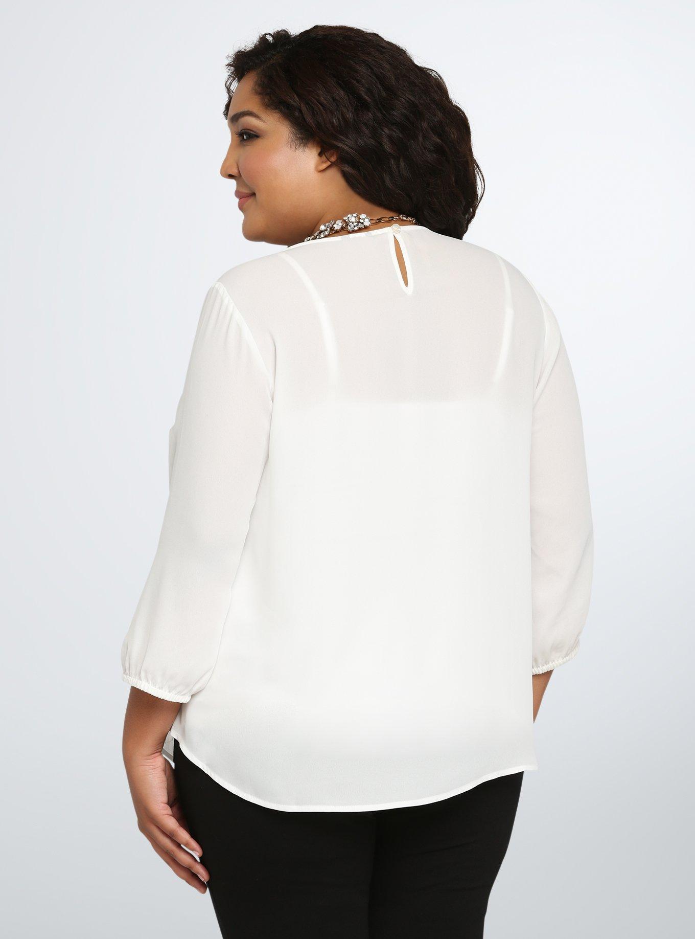 Plus Size - Embroidered Georgette Blouse - Torrid