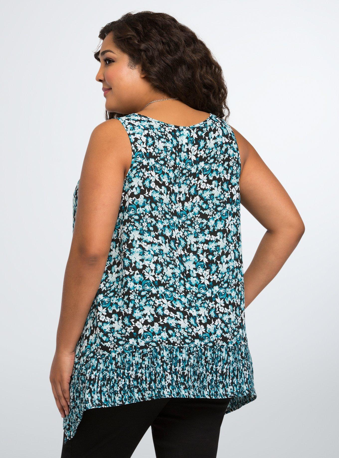 Plus Size - Floral Pleated Trim Tank Top - Torrid