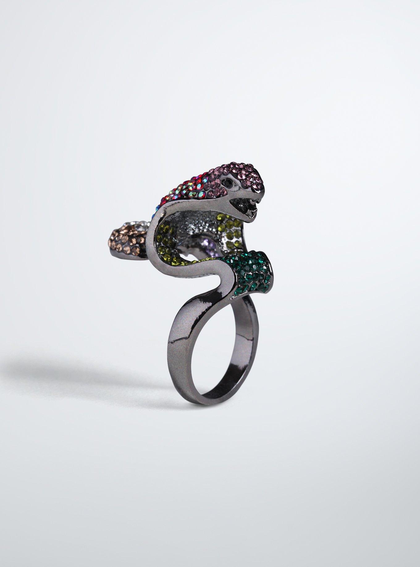 Plus Size - Multi-Color Rhinestone Snake Ring - Torrid