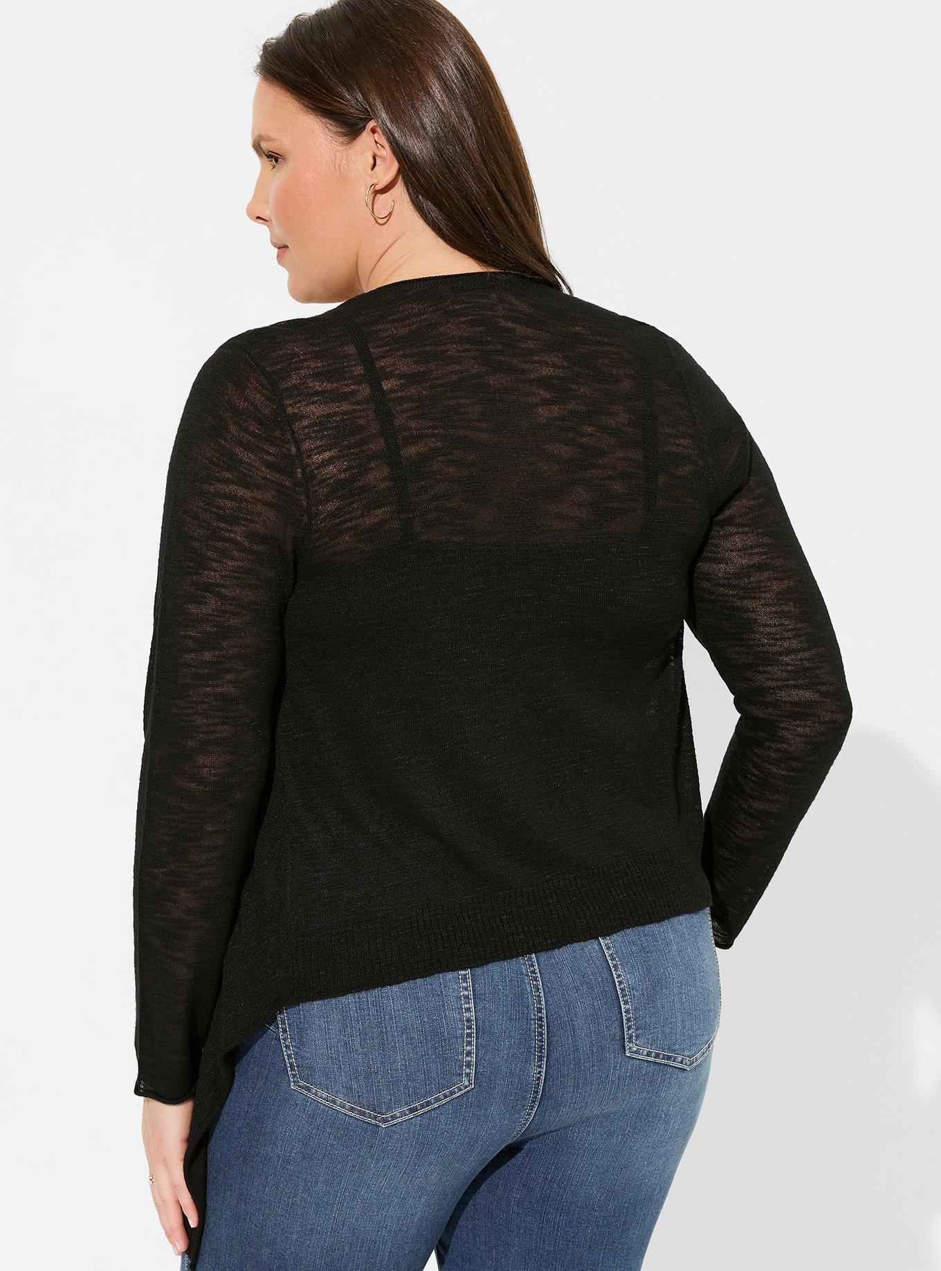 Plus Size - Slub Cardigan Drape Front Sweater - Torrid