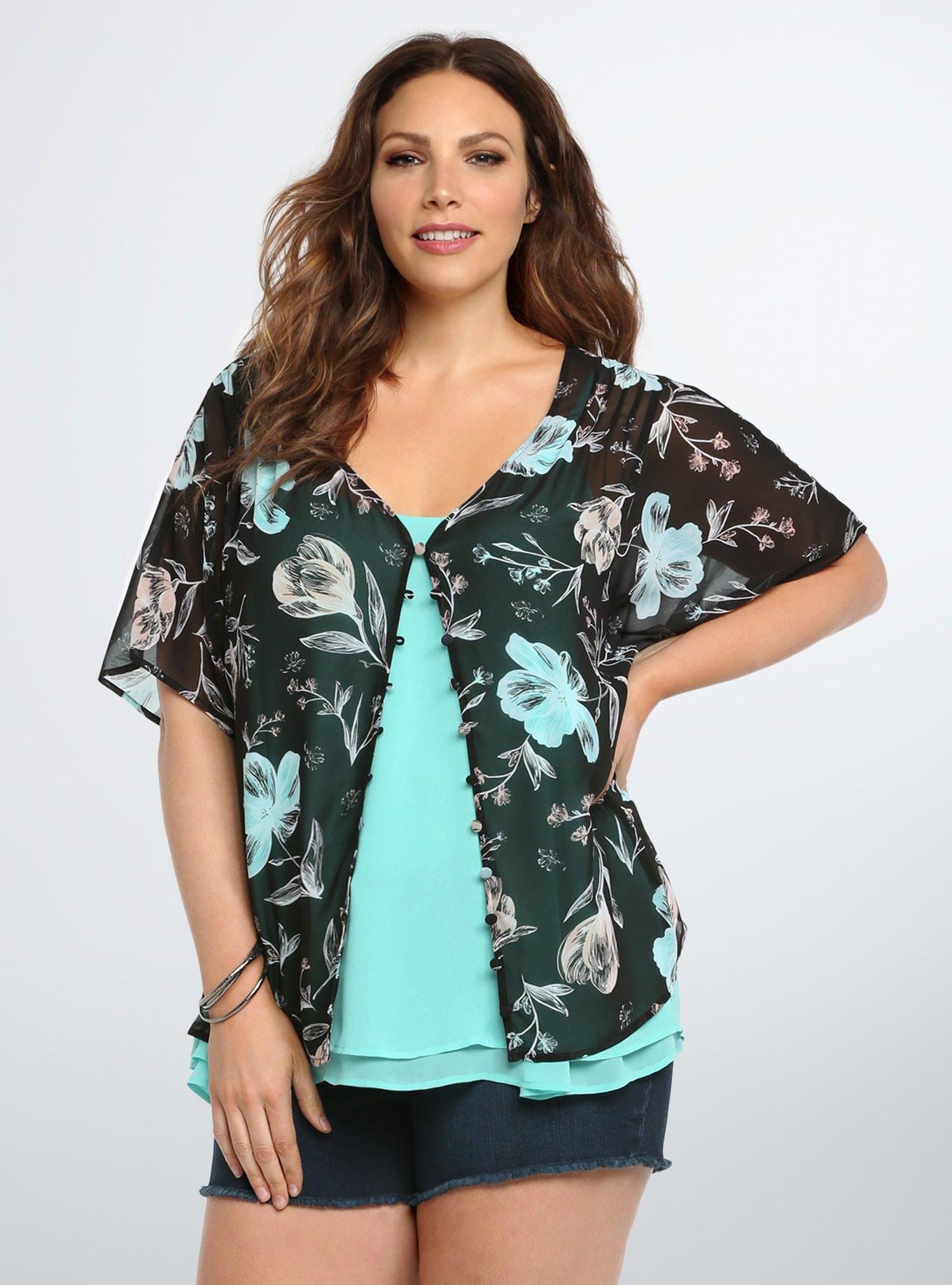 Plus Size - Floral Chiffon Button Front Top - Torrid