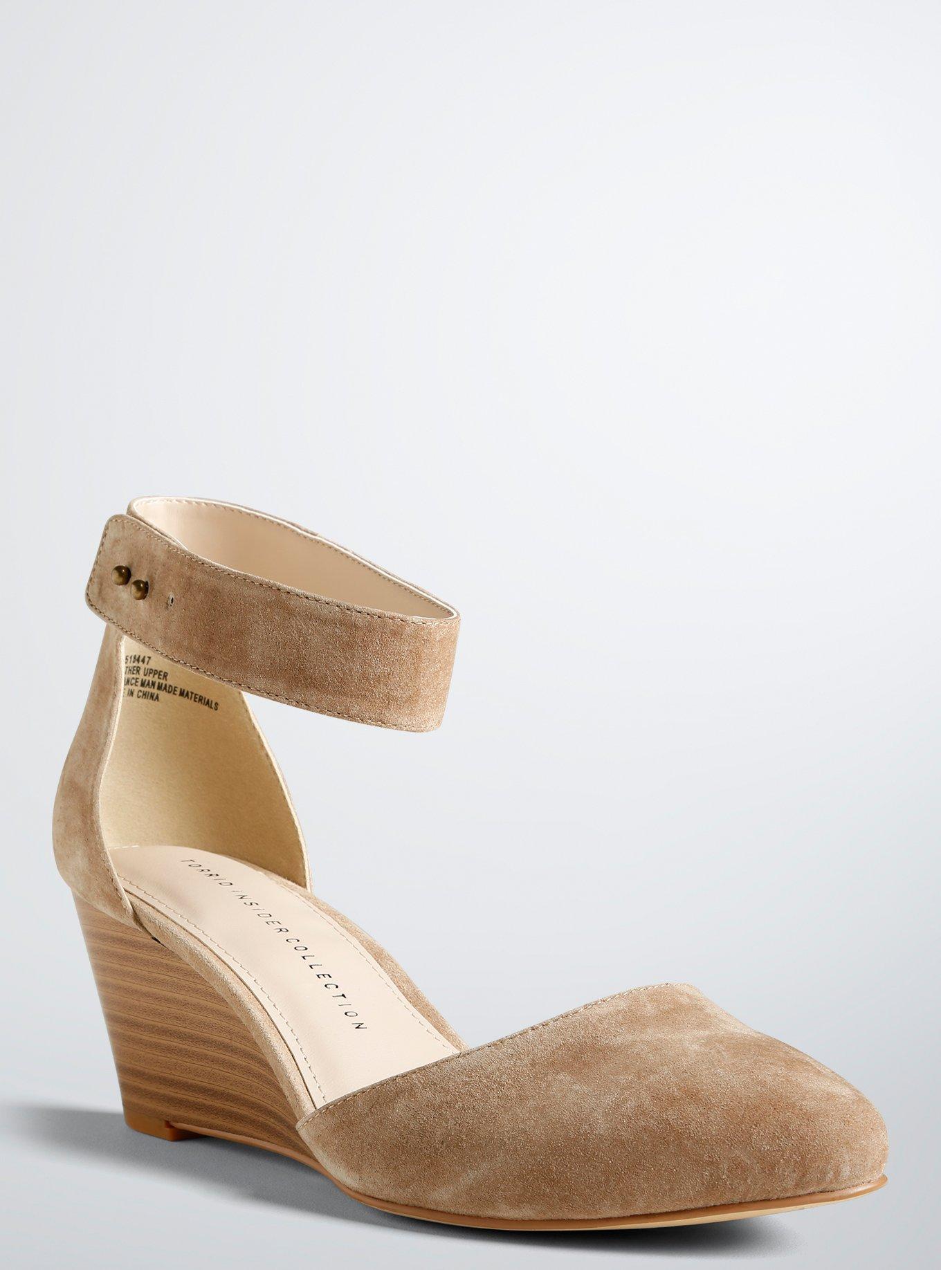 Plus Size - Torrid Insider Genuine Suede D'orsay Mini Wedges (Wide ...