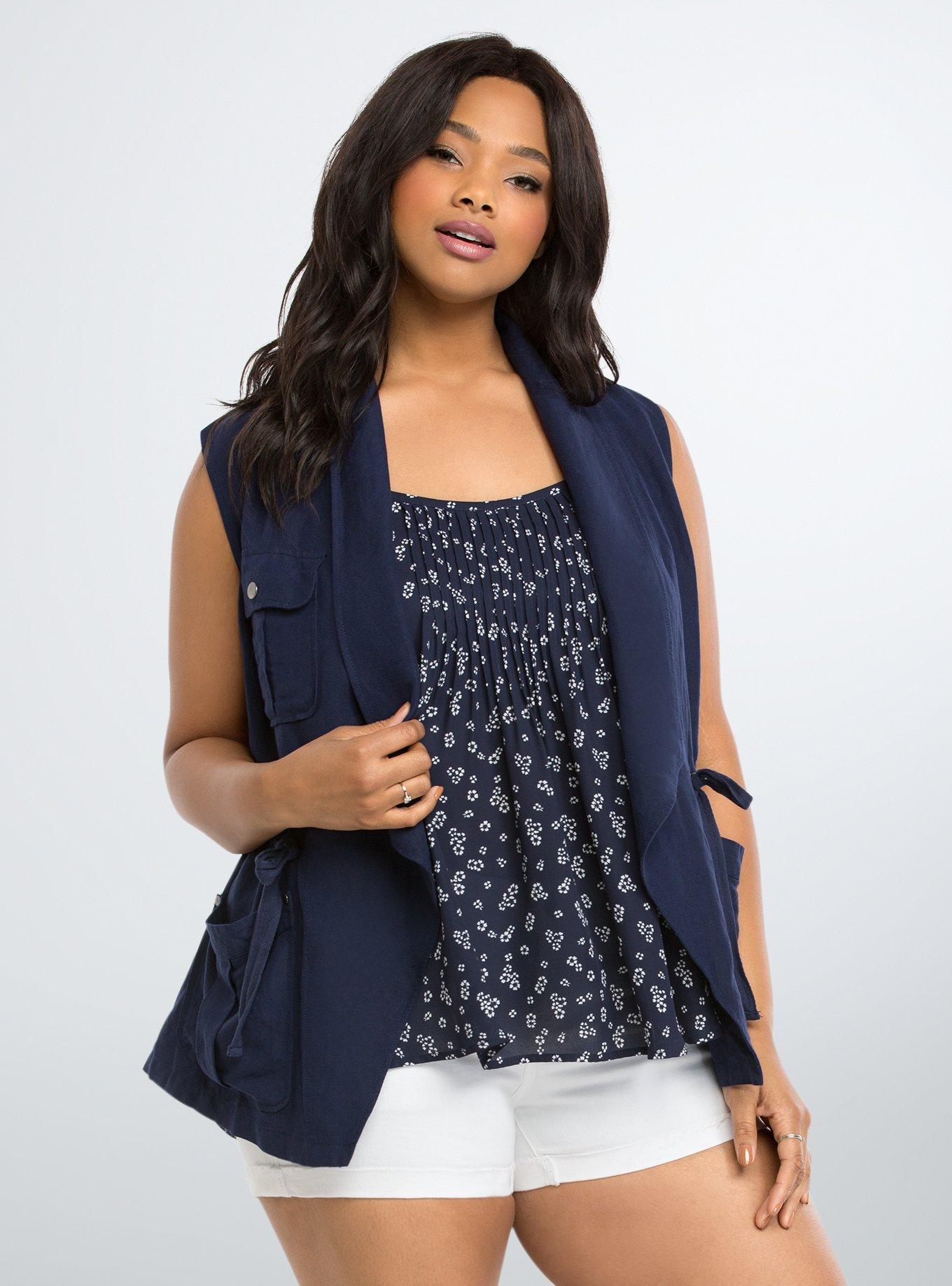 Plus Size - Drape Front Utility Vest - Torrid