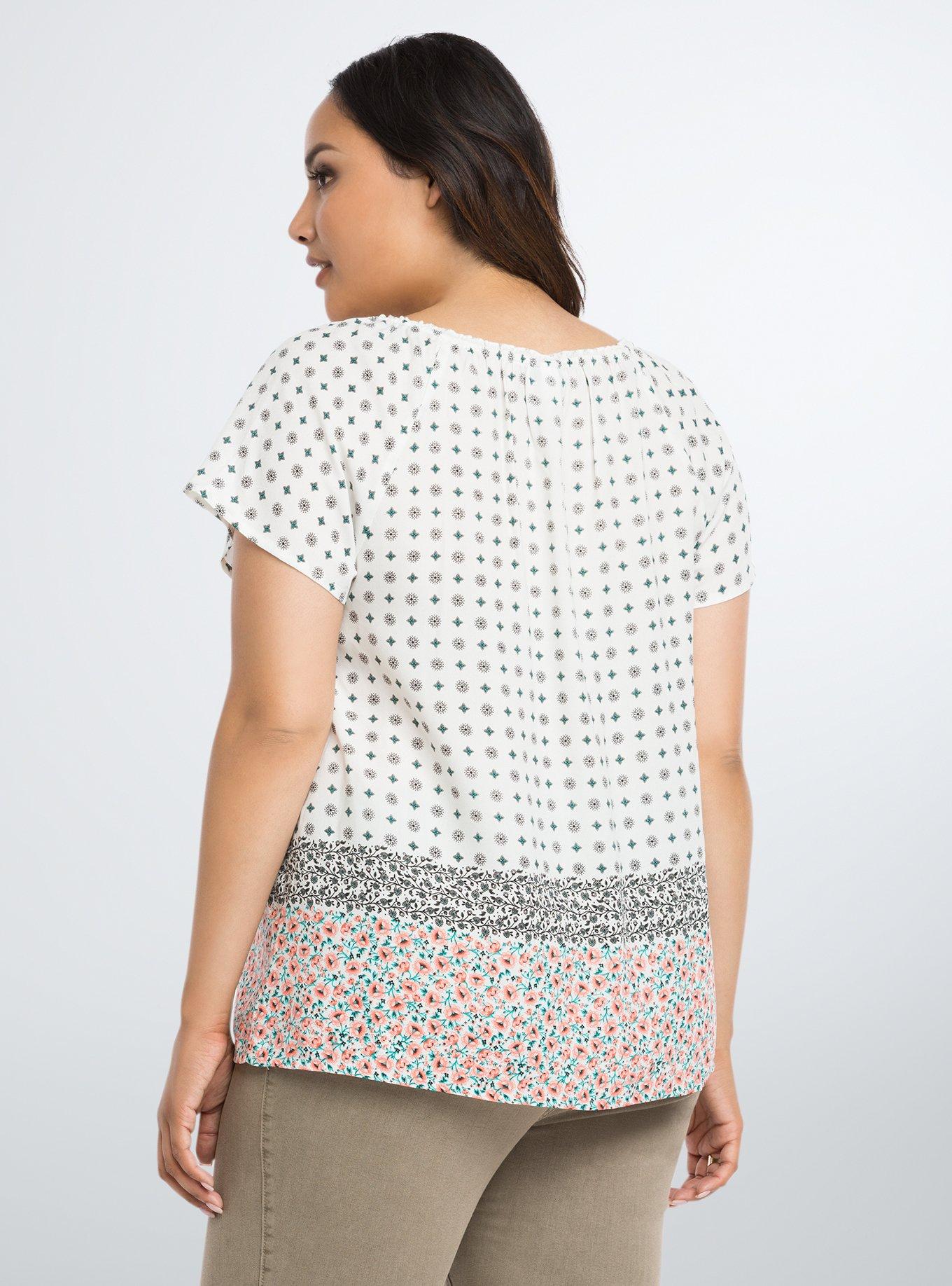 Plus Size - Multi Print Tie Front Top - Torrid
