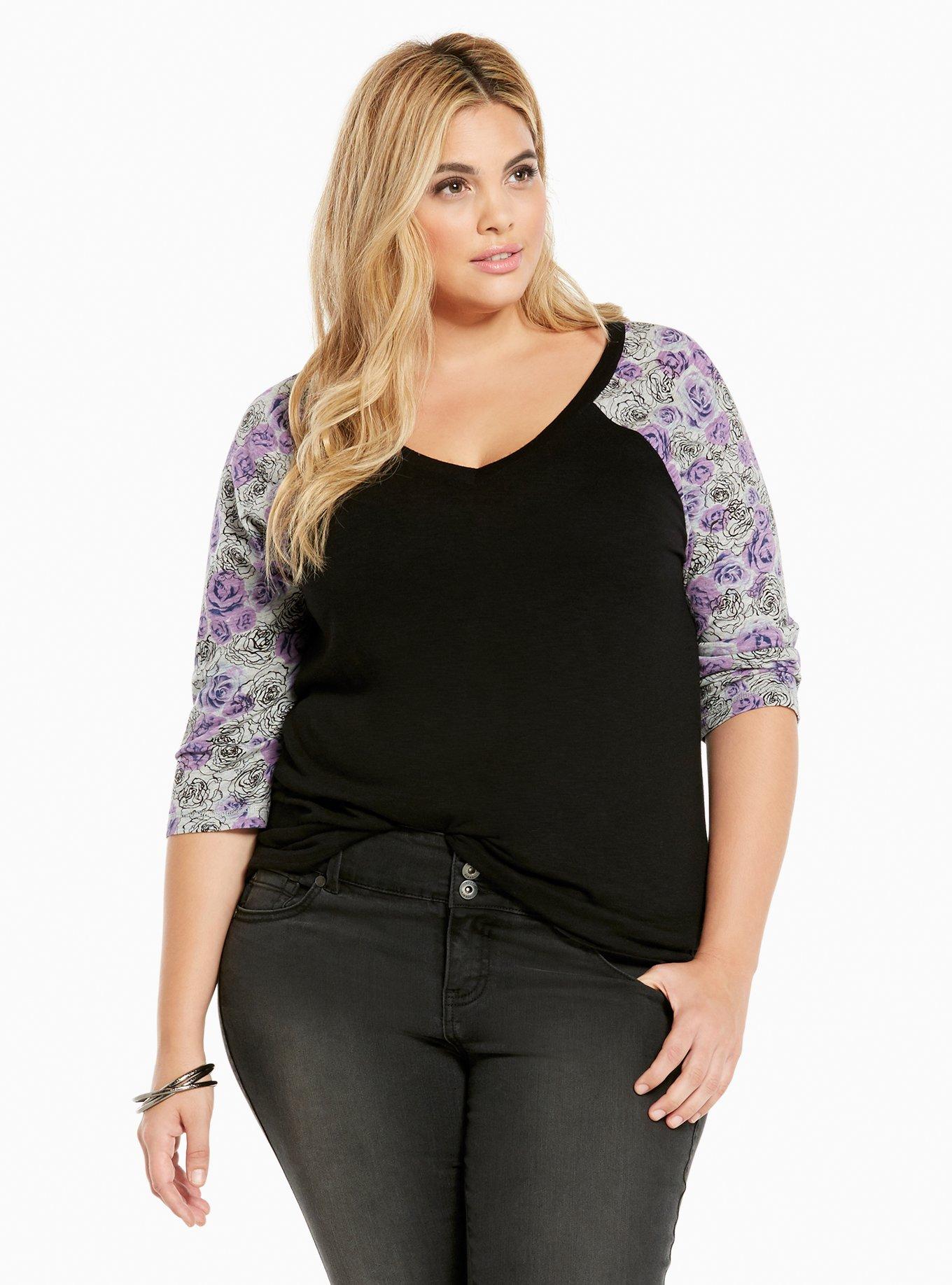 Plus Size - Floral Raglan Tee - Torrid