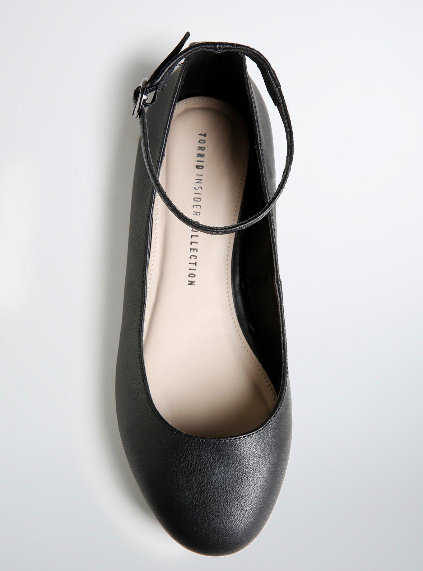 Plus Size - Torrid Insider Leather Ankle Strap Flats (Wide Width) - Torrid