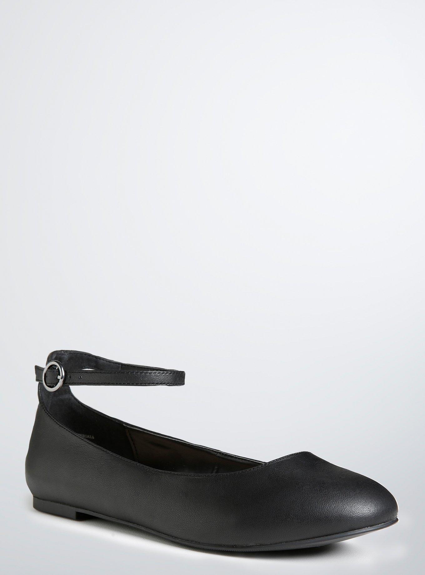 Plus Size - Torrid Insider Leather Ankle Strap Flats (Wide Width) - Torrid