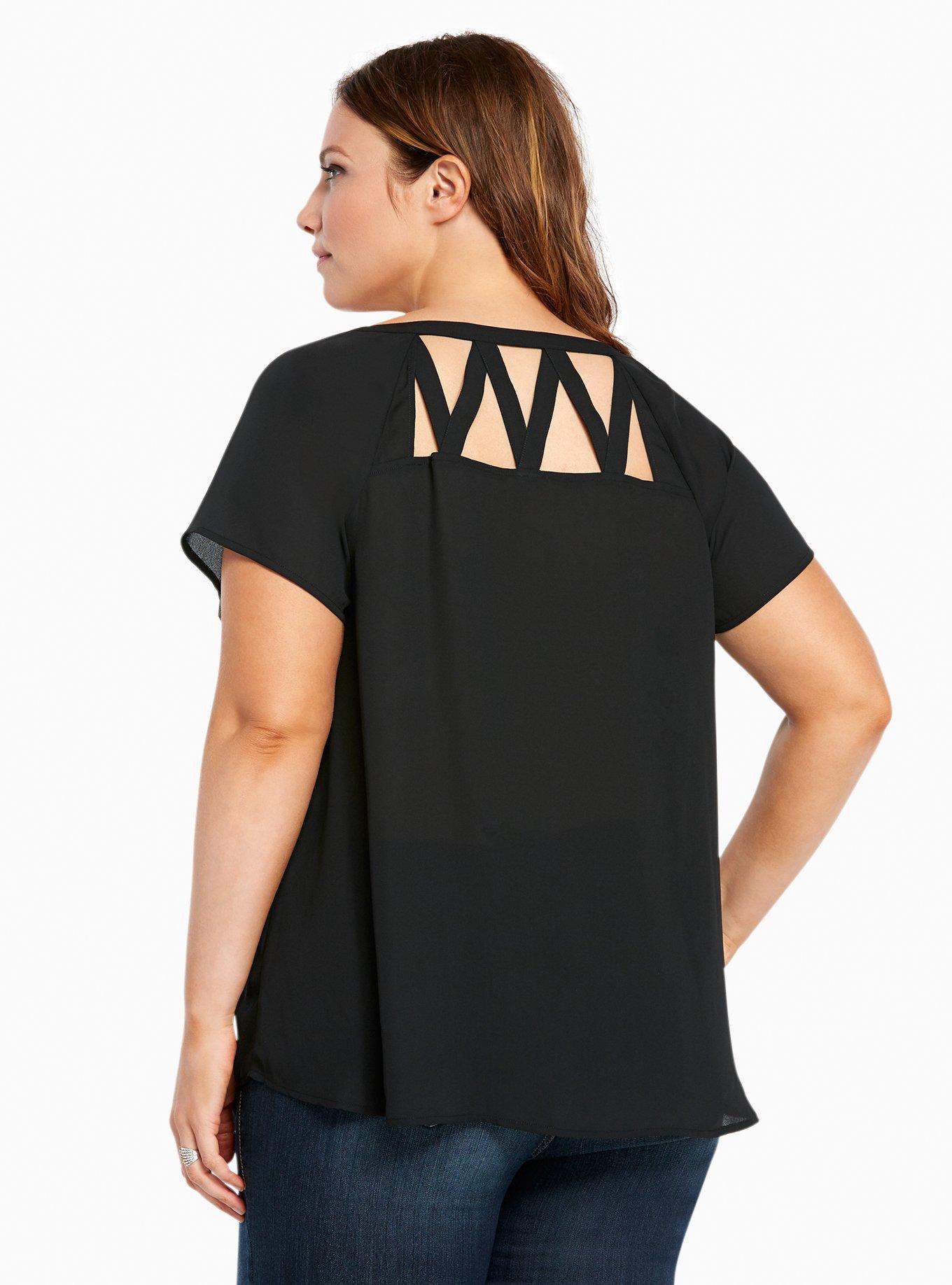 Plus Size - Georgette Cage Front Top - Torrid