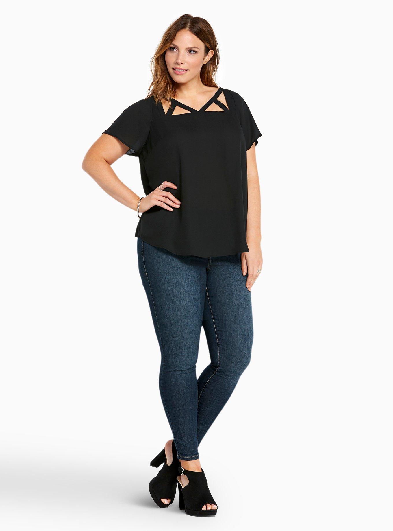 Plus Size - Georgette Cage Front Top - Torrid
