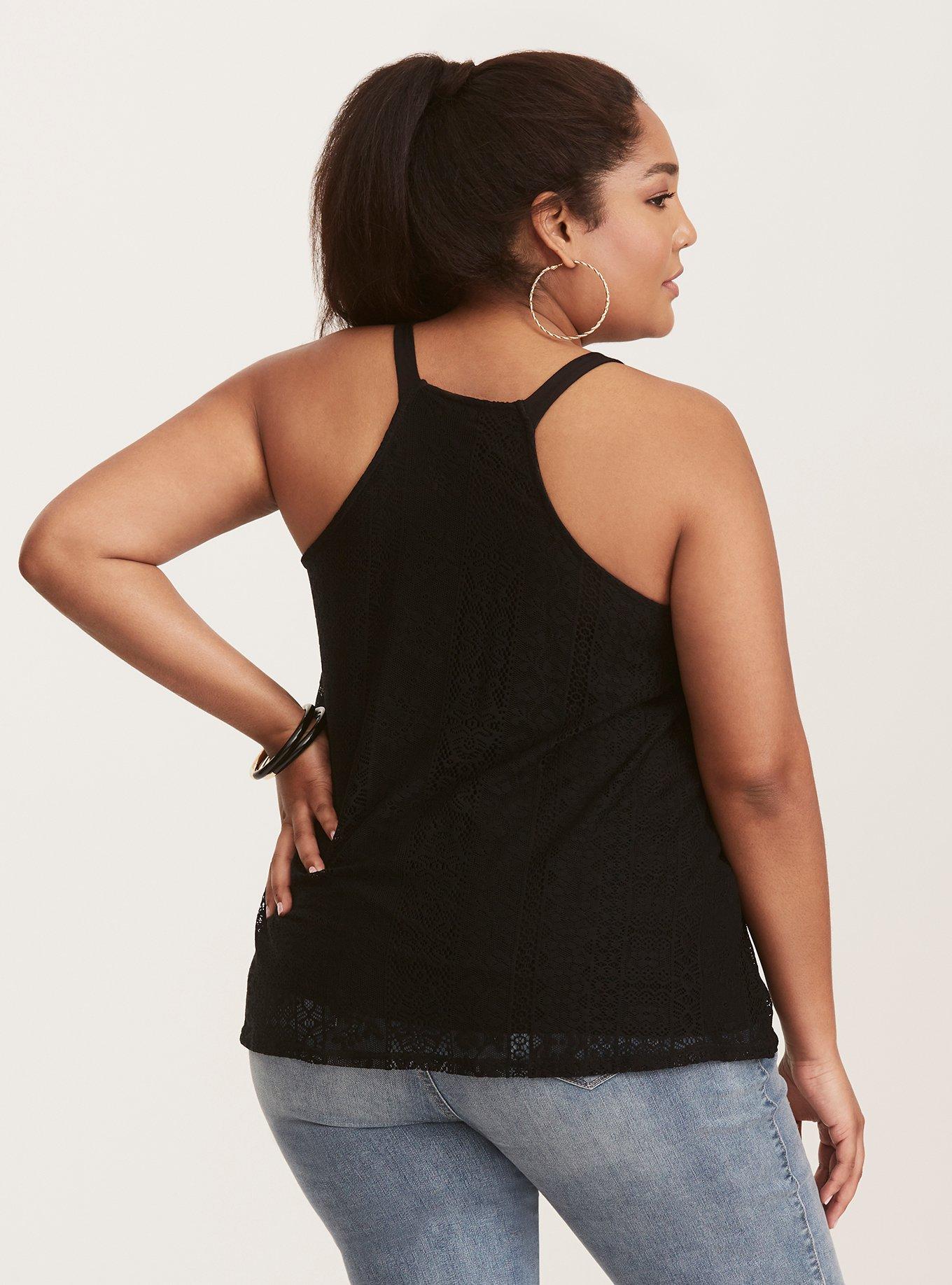Plus Size - Lace Overlay Crisscross Tank Top - Torrid