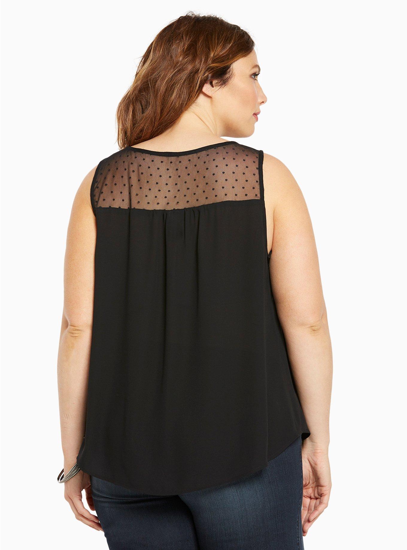 Plus Size - Mesh Inset Stud Tank Top - Torrid