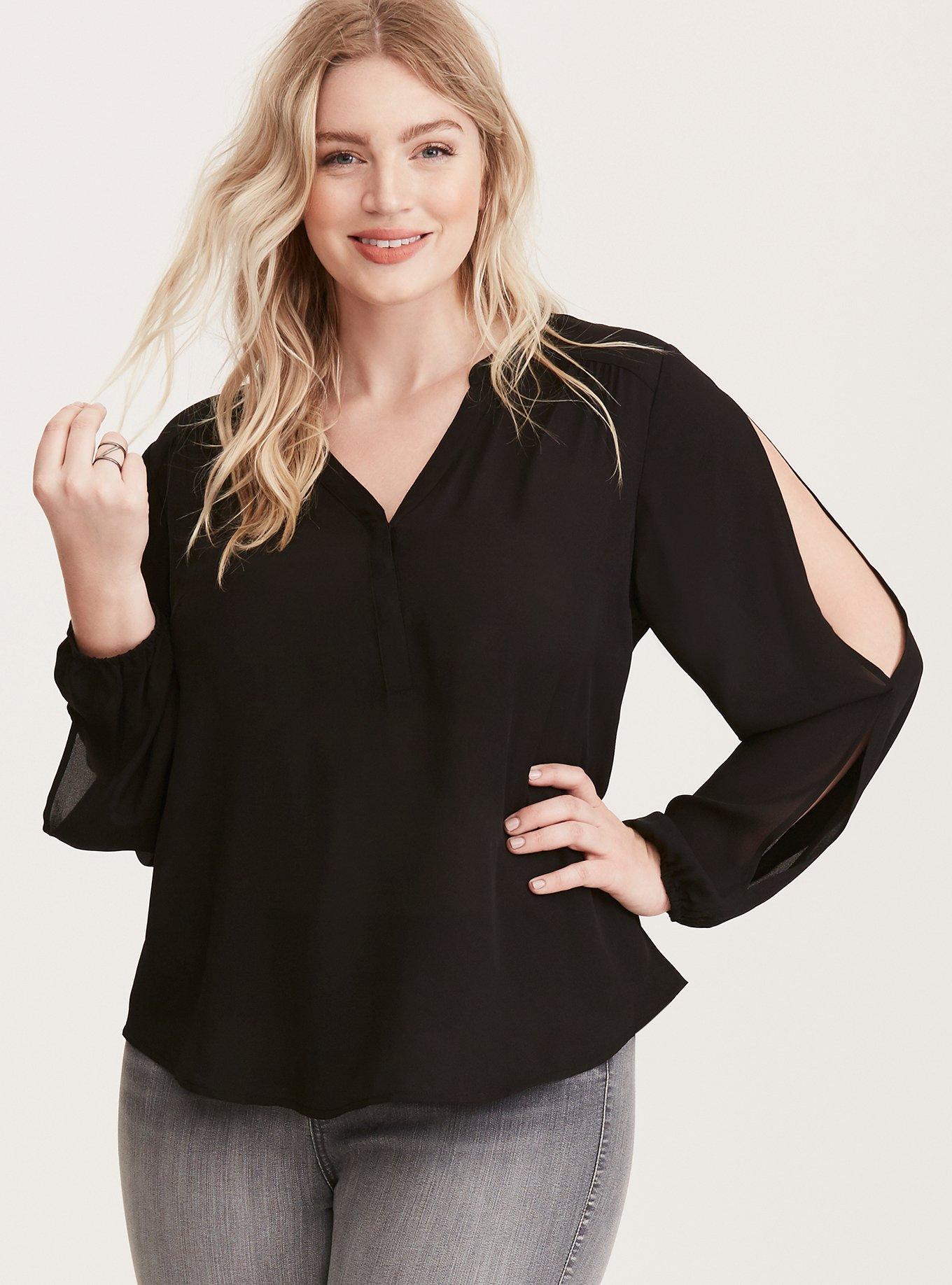 Plus Size - Georgette Split Sleeve Top - Torrid