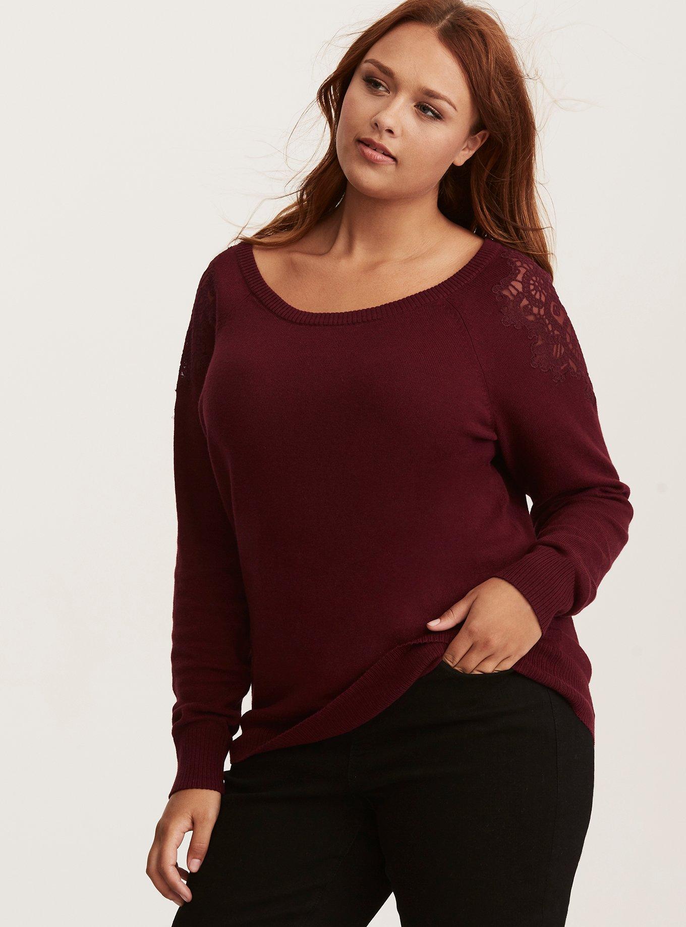 Plus Size - Lace Shoulder Sweater - Torrid