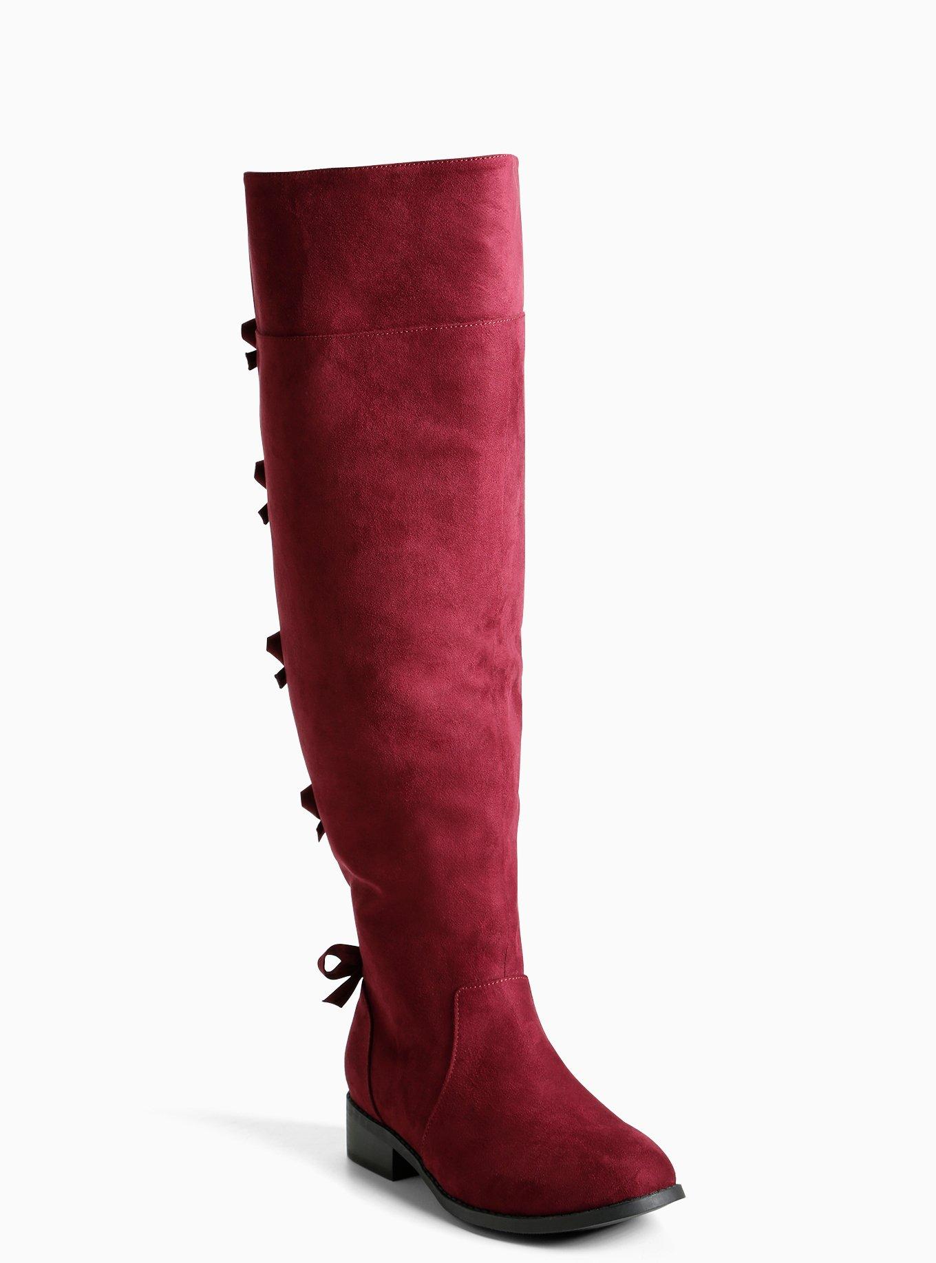Plus Size - Faux Suede Bow Back Boots (Wide Width & Wide Calf) - Torrid