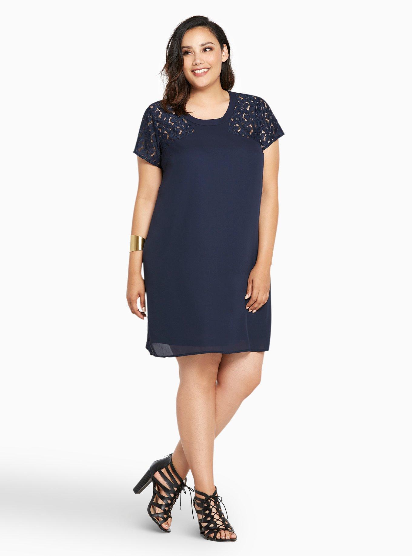 Plus Size - Lace Inset Shift Dress - Torrid