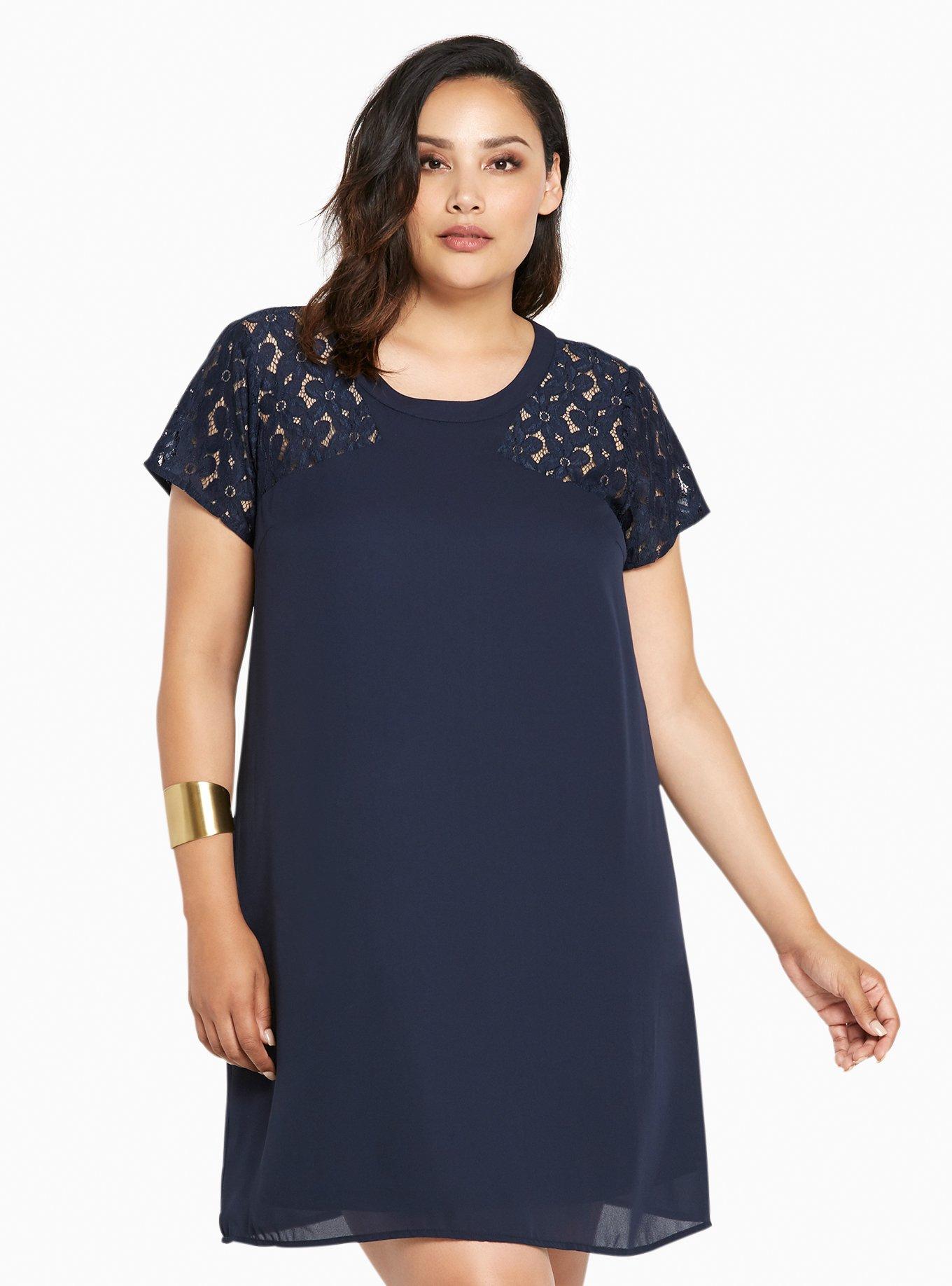 Plus Size - Lace Inset Shift Dress - Torrid