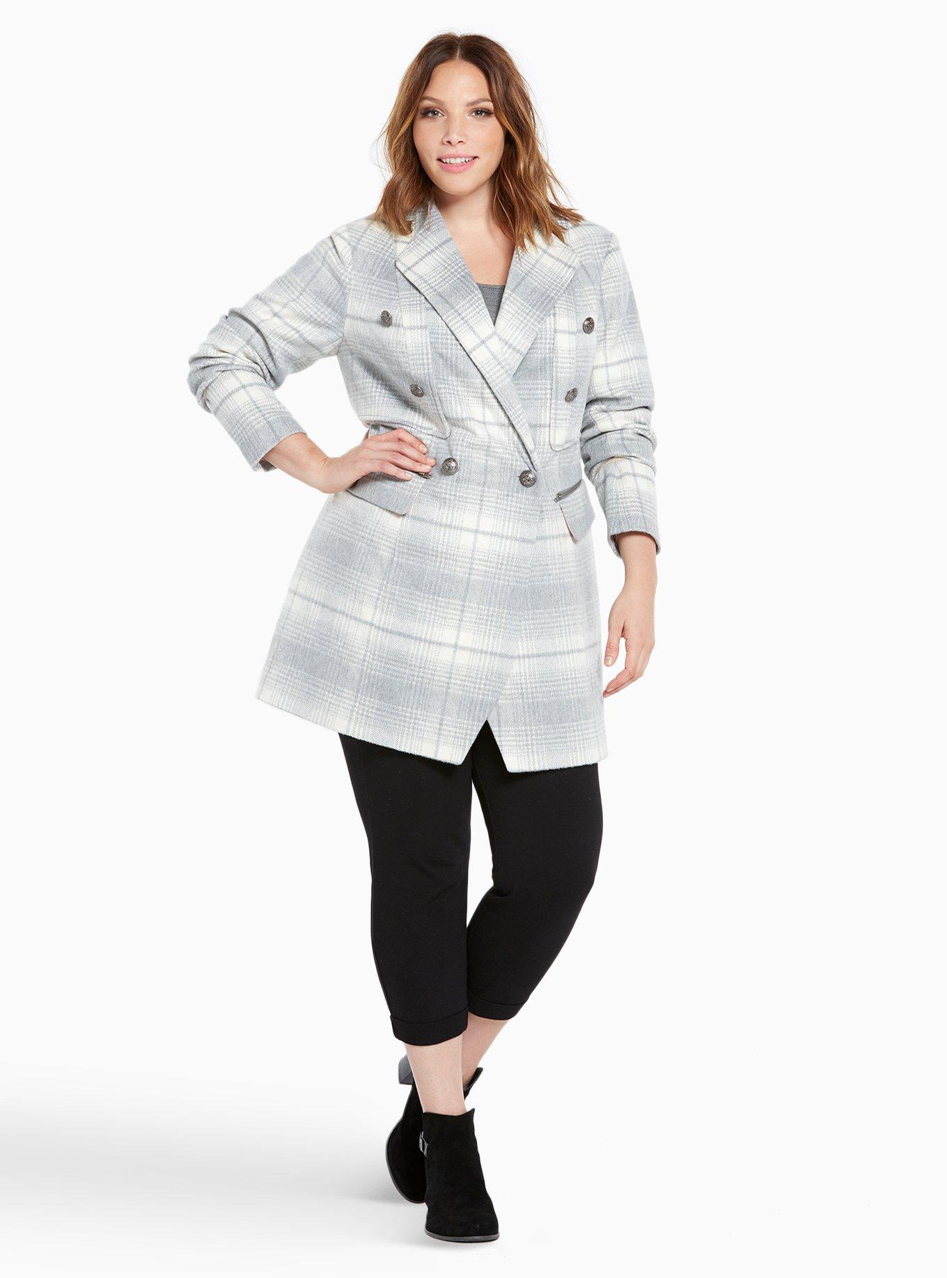 Plus Size - Plaid Wool Midi Coat - Torrid