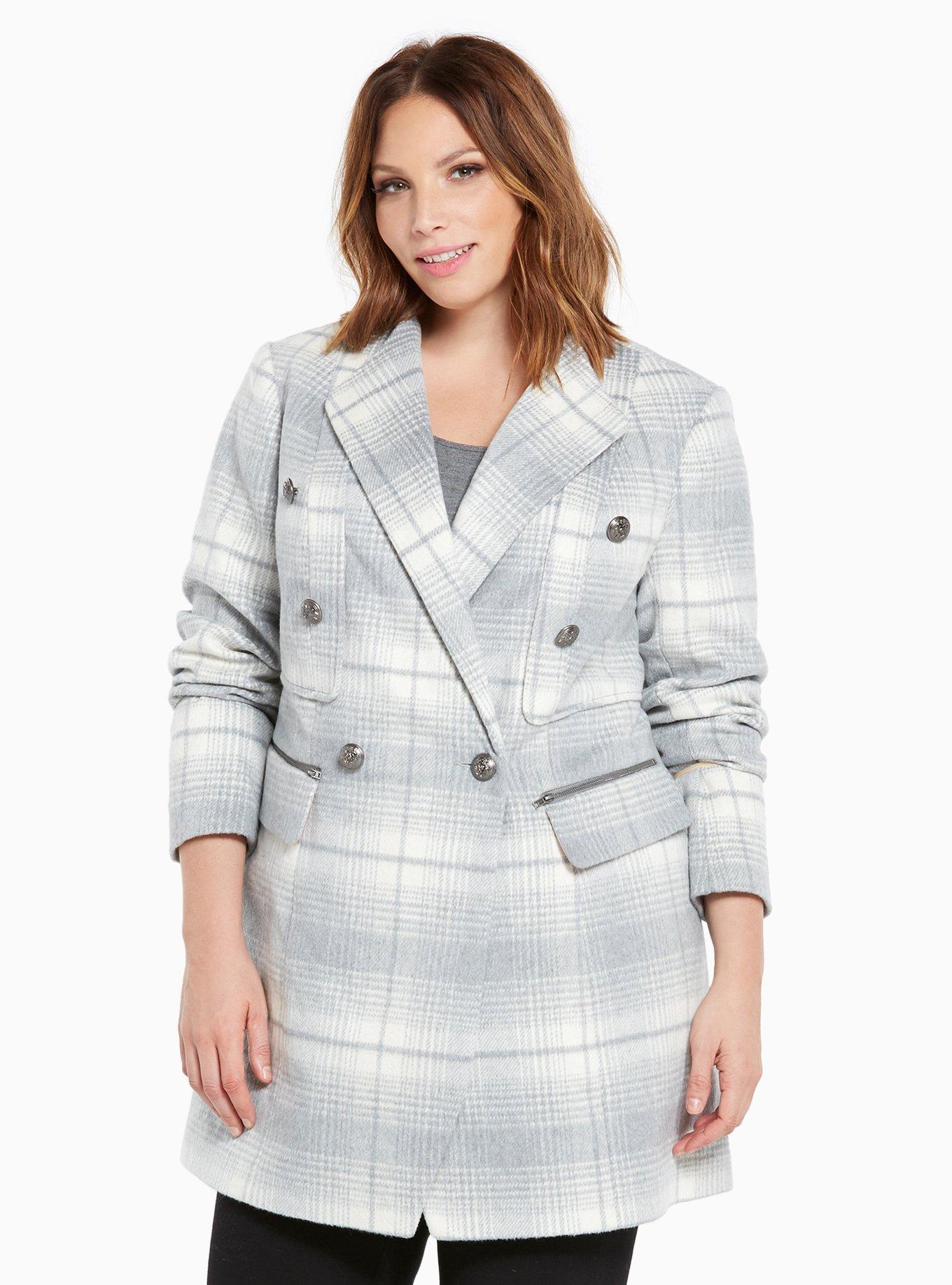 Plus Size - Plaid Wool Midi Coat - Torrid