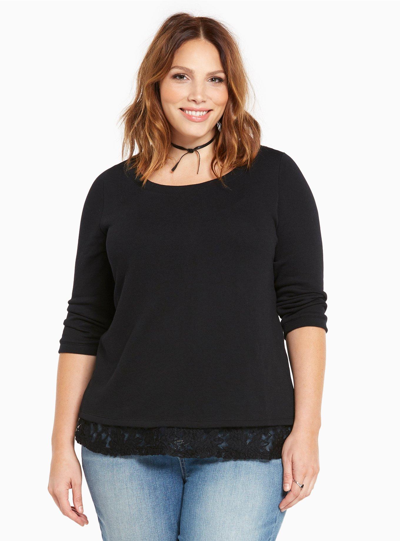 Plus Size - Lace Twofer Sweater - Torrid