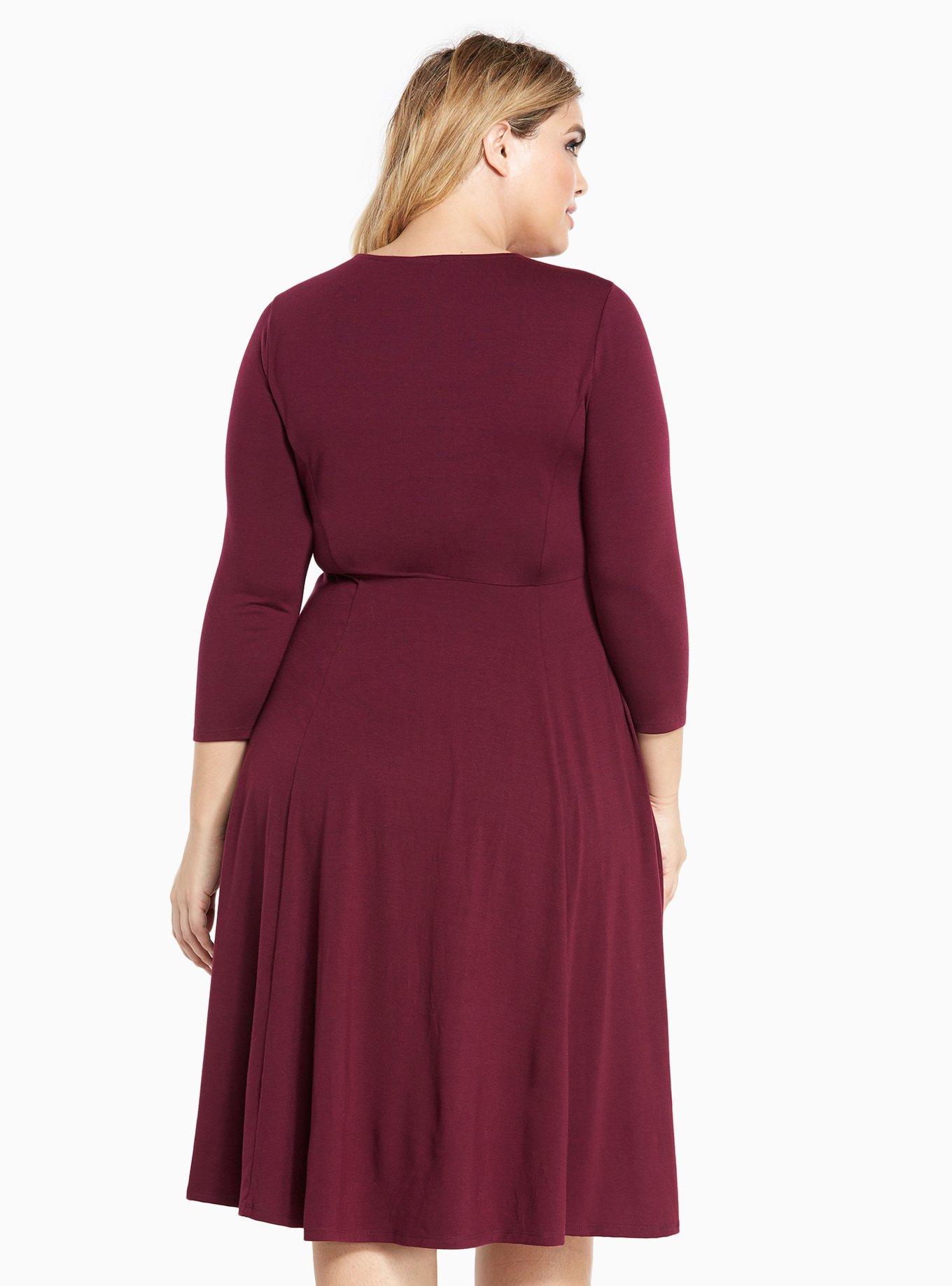 Plus Size - Lace Up Neck Knit Midi Dress - Torrid