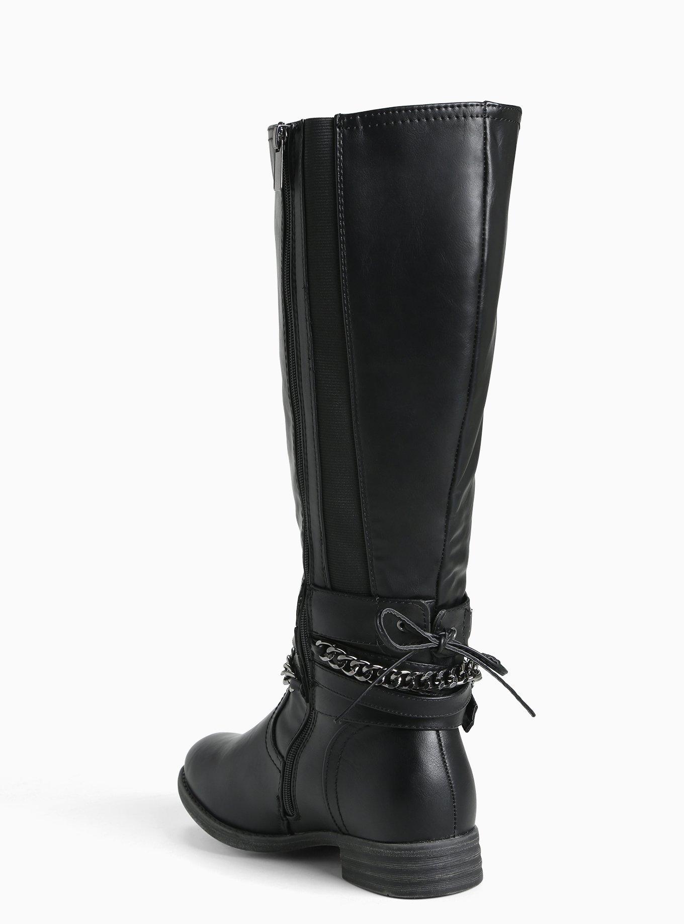 Plus Size - Embellished Metal Strap Knee High Boots (Wide Width & Wide ...