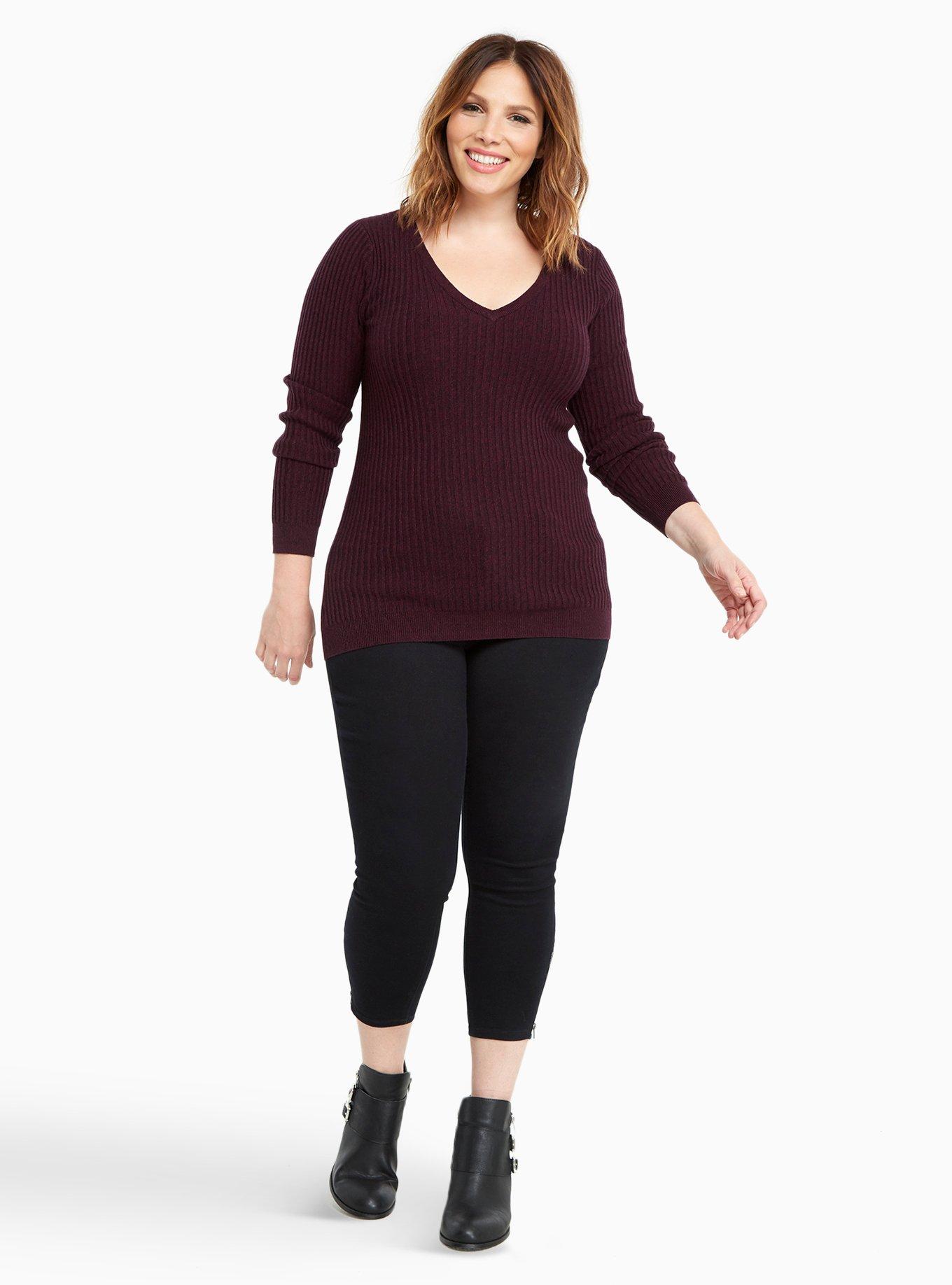 Plus Size - Ribbed Knit V-Neck Sweater - Torrid