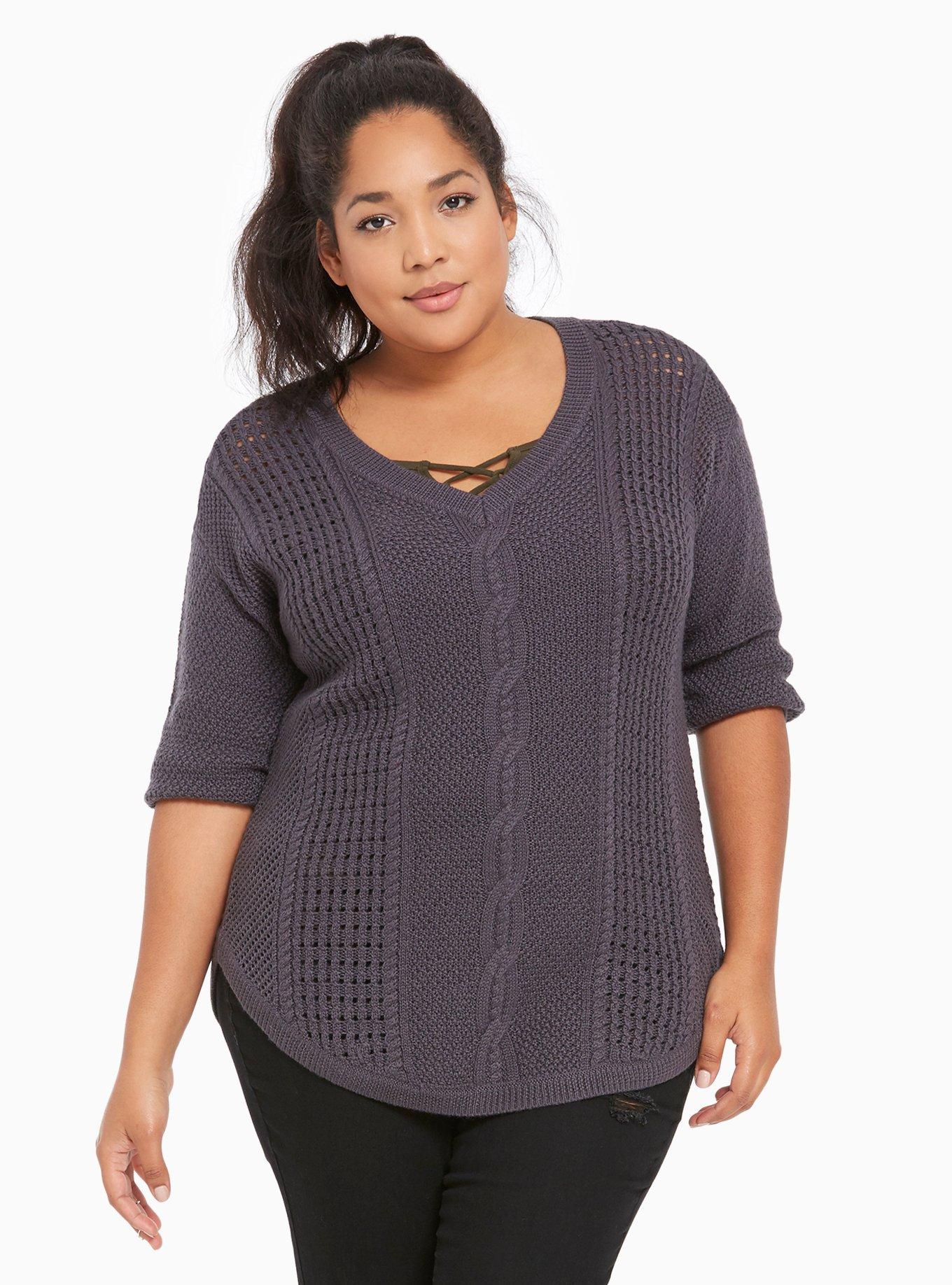 Plus Size - Cable Knit Tunic Sweater - Torrid