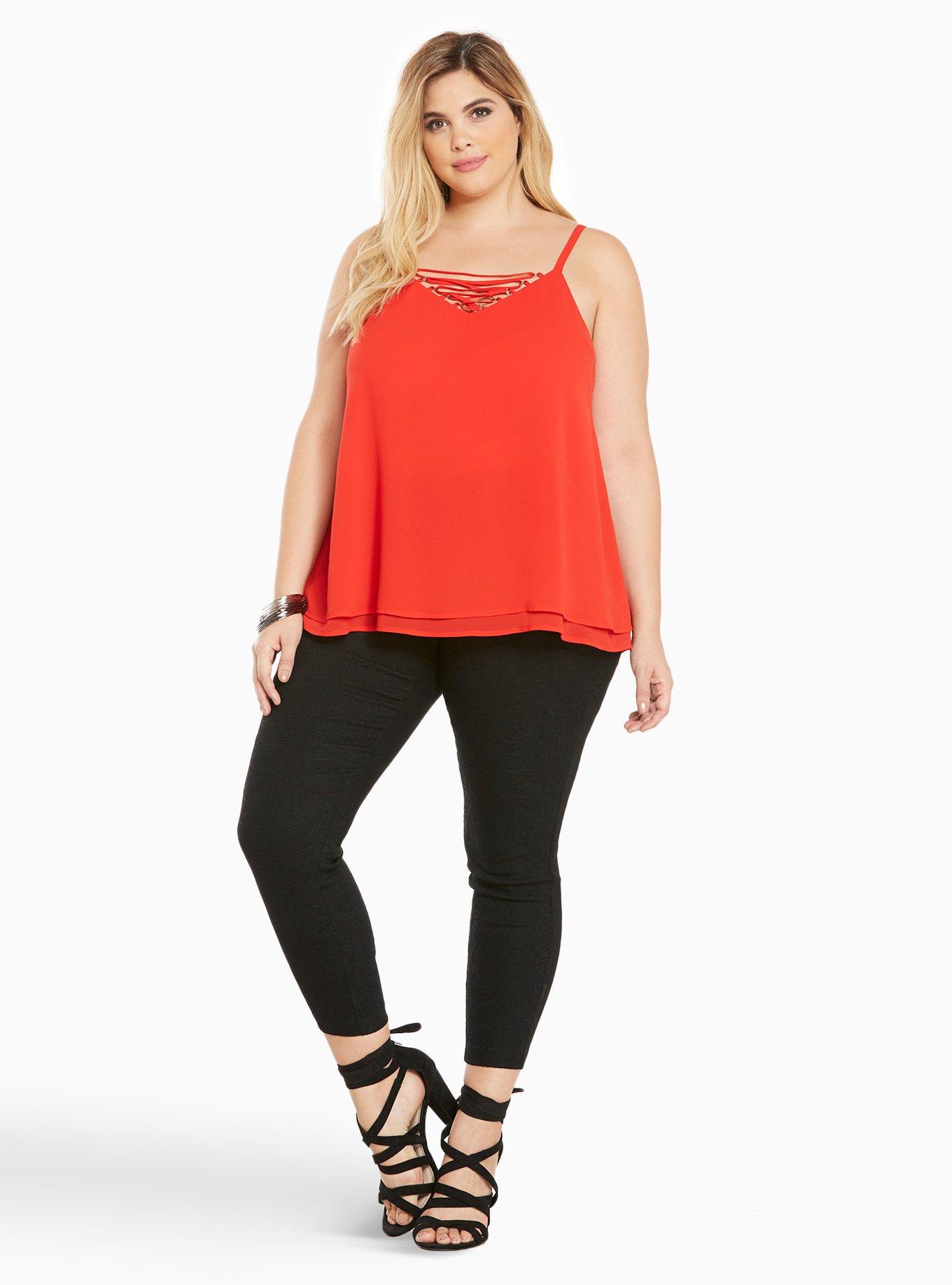 Plus Size - Strappy Front Double Layered Chiffon Cami - Torrid