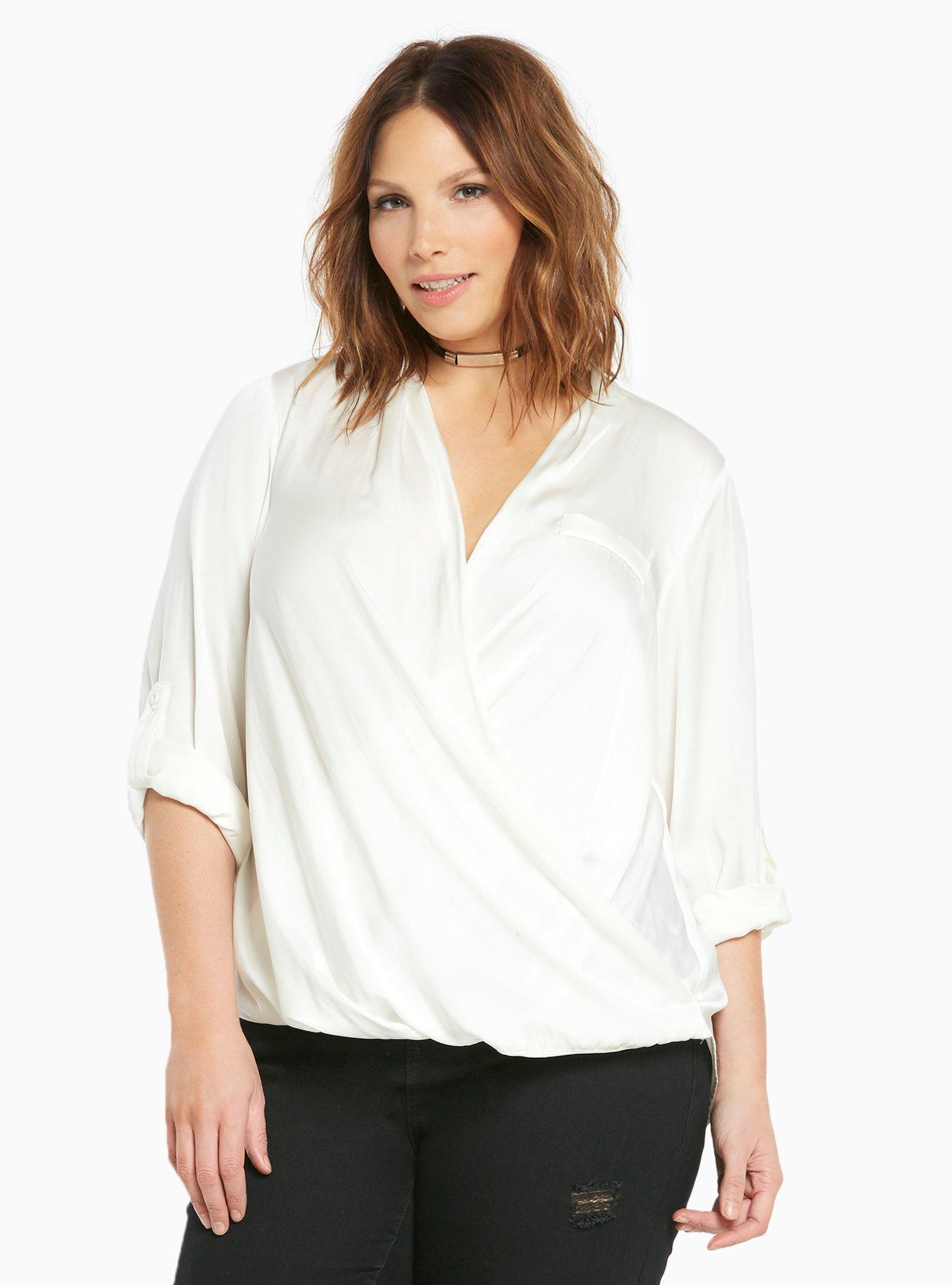Plus Size - Satin Surplice Blouse - Torrid