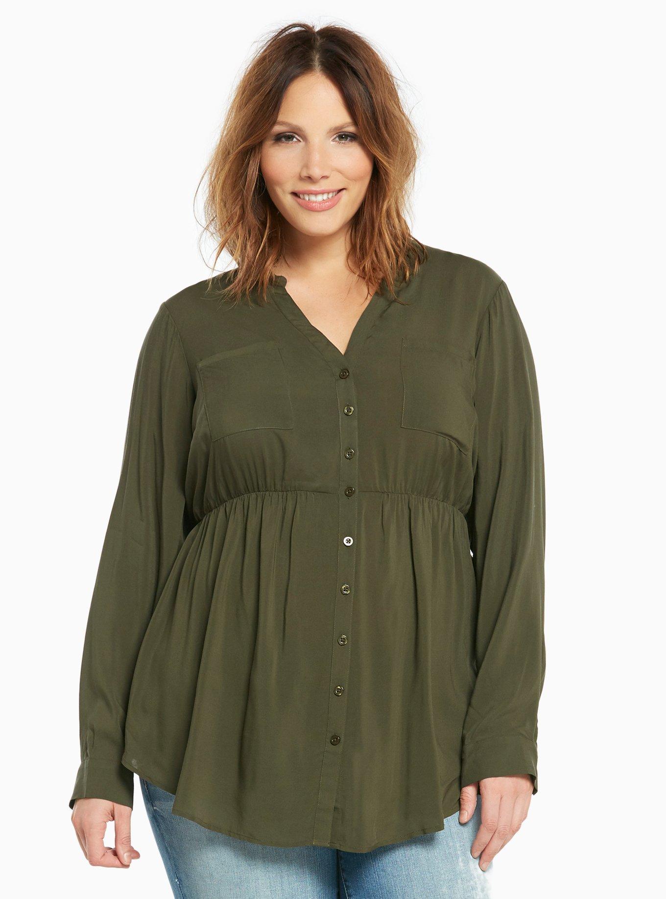 Plus Size - Challis Button Front Tunic - Torrid