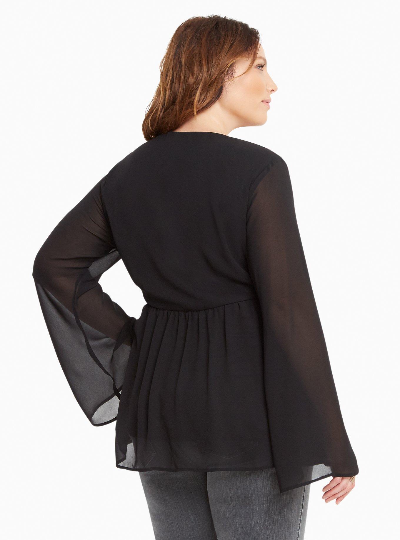 Plus Size - Chiffon Lace Up Top - Torrid