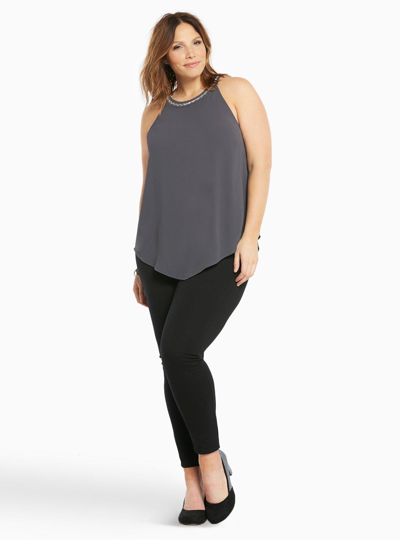 Plus Size - Embellished Neck Crepe Tank Top - Torrid