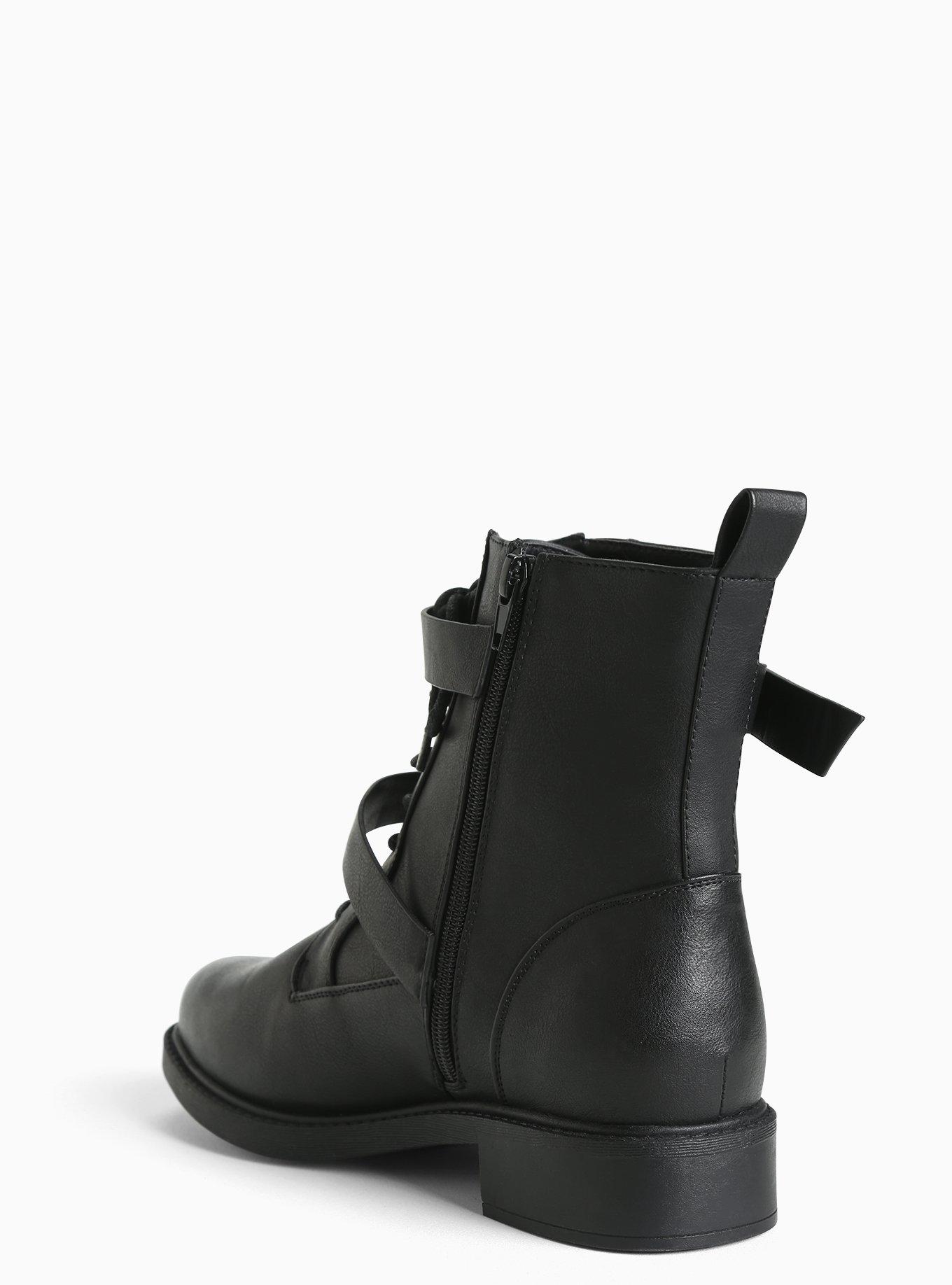 Plus Size - Faux Leather Hardware Combat Boots (Wide Width) - Torrid