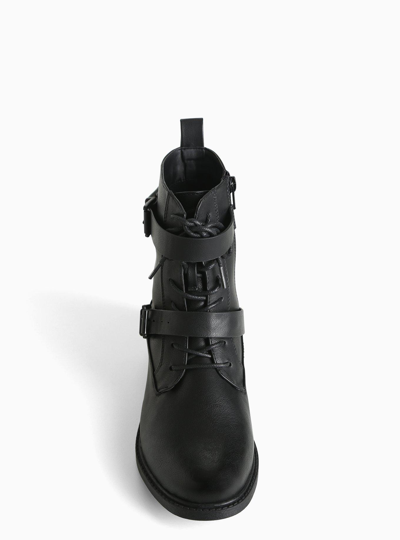 Plus Size - Faux Leather Hardware Combat Boots (Wide Width) - Torrid