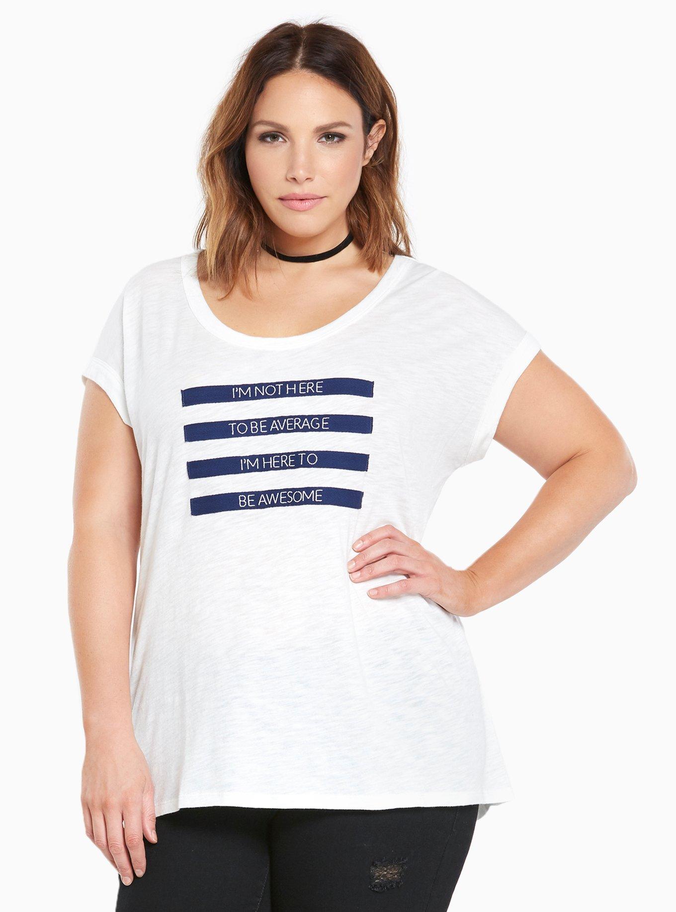 Plus Size - Average Awesome Embroidered Tee - Torrid