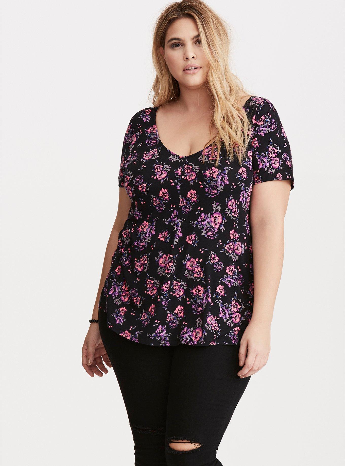 Plus Size - Floral Print Strappy Back Swing Tee - Torrid