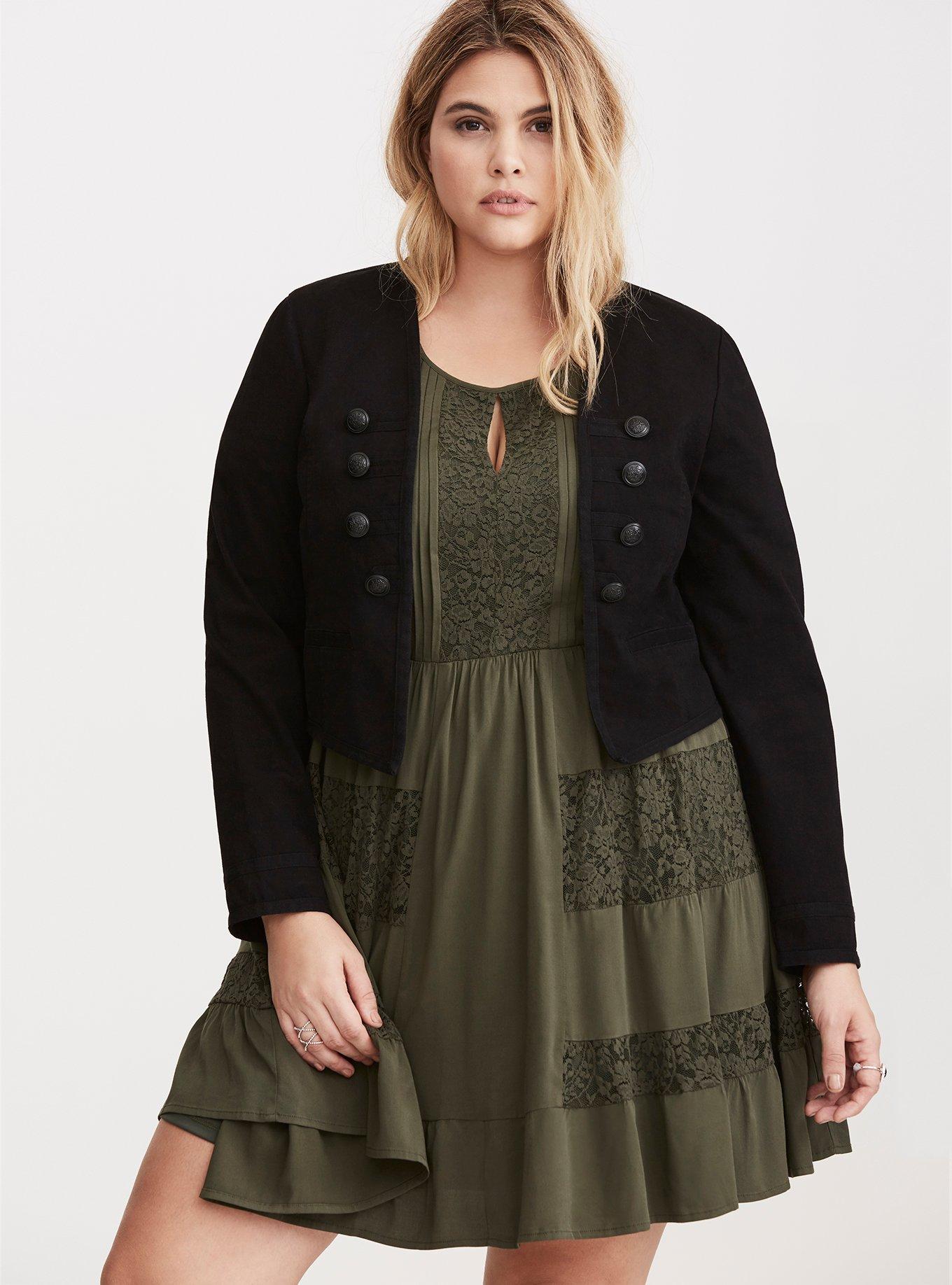 Plus Size - Twill Cropped Military Jacket - Torrid