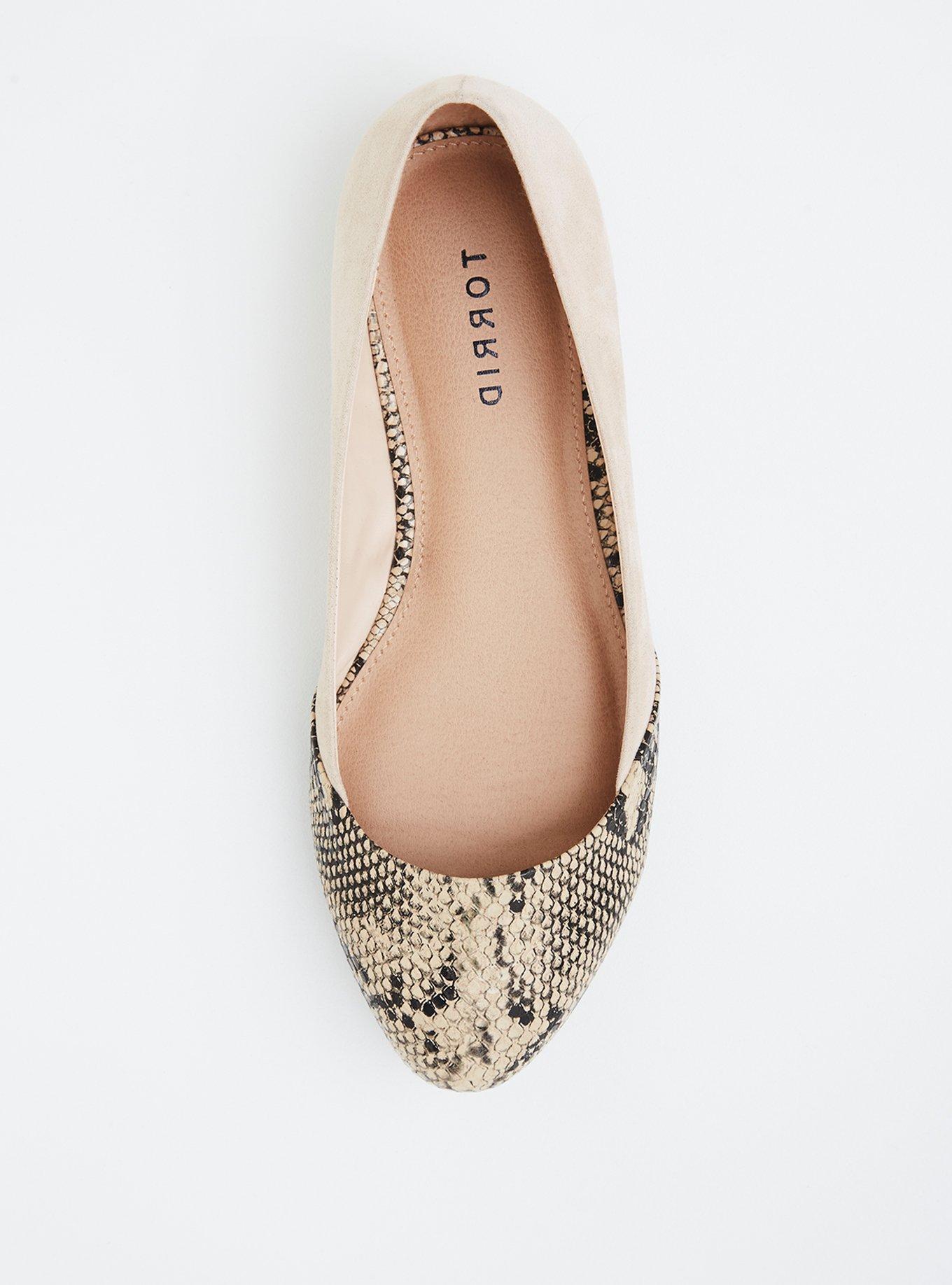Plus Size - Faux Snake Skin Almond Toe Flats (Wide Width) - Torrid