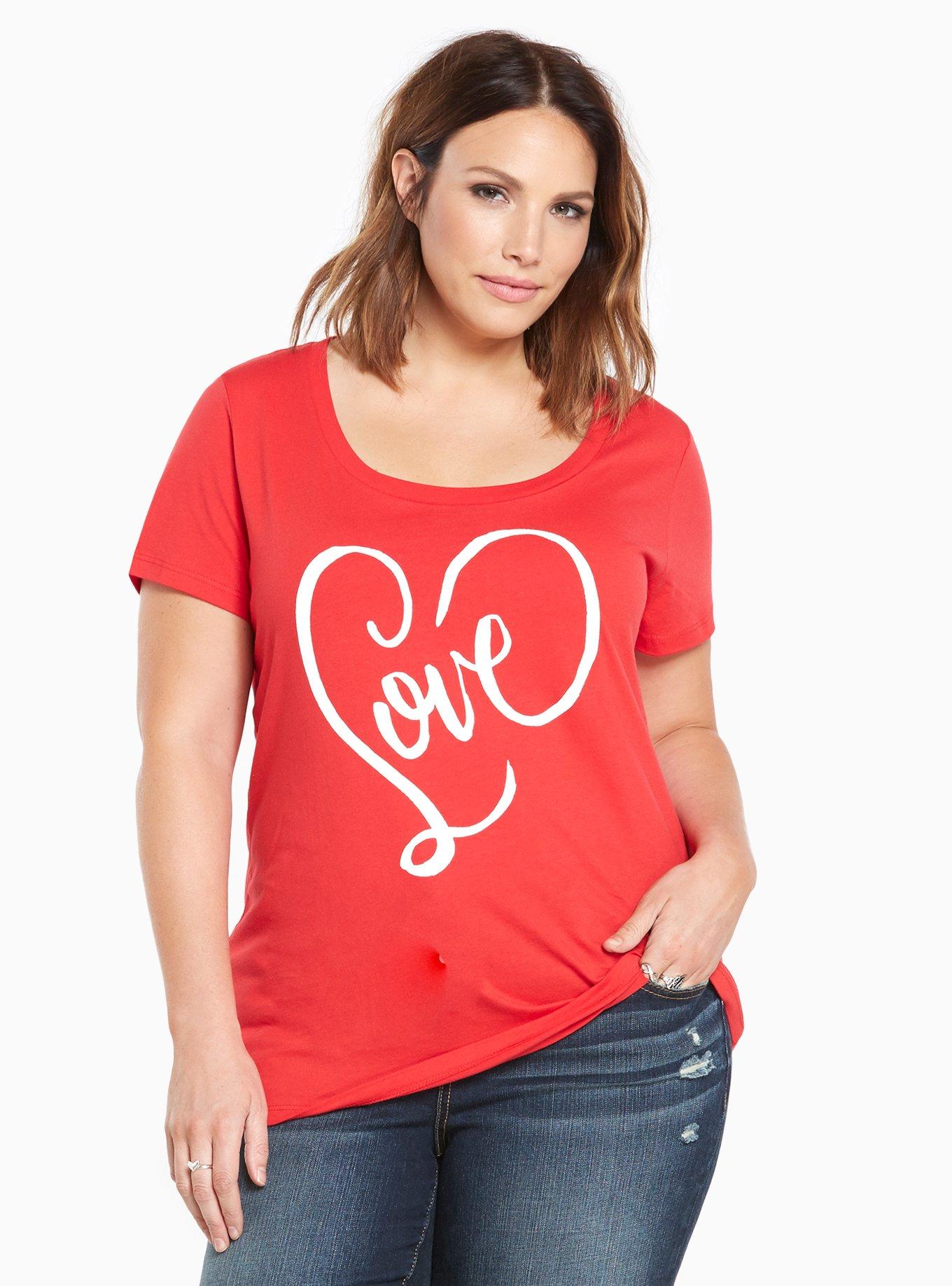 Plus Size - Love Heart Slub Scoop Tee - Torrid