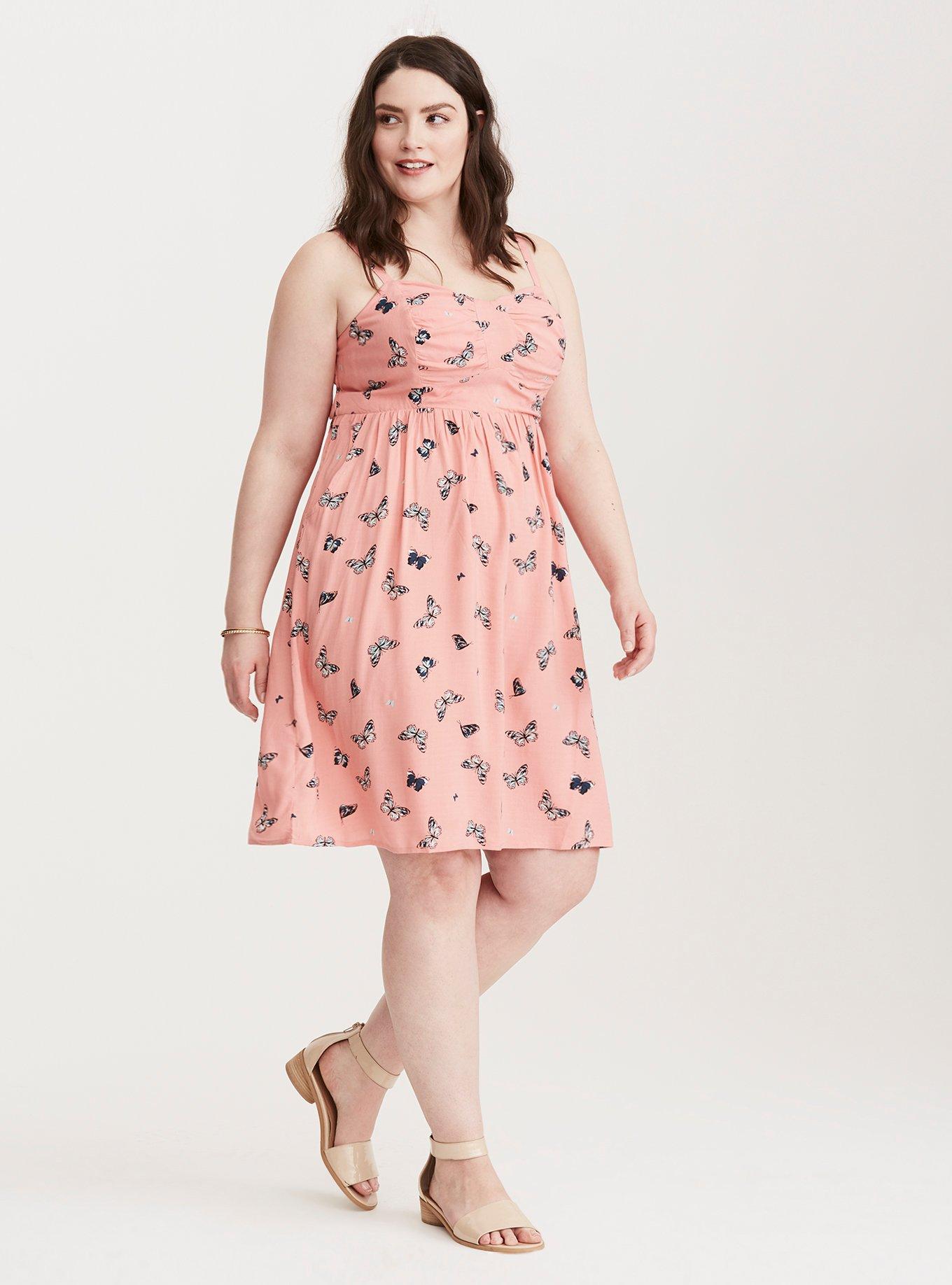 Plus Size - Butterfly Print Bow Front Challis Sundress - Torrid