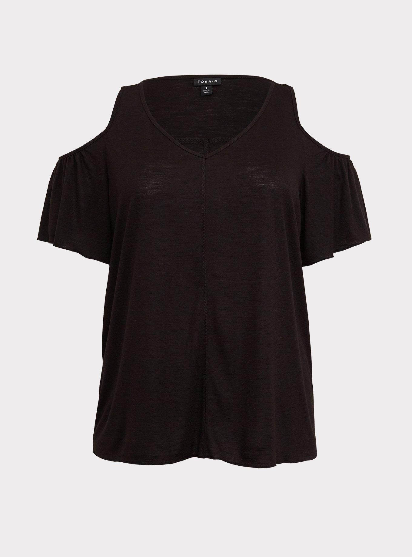 Plus Size - Black Cold Shoulder Tee - Torrid