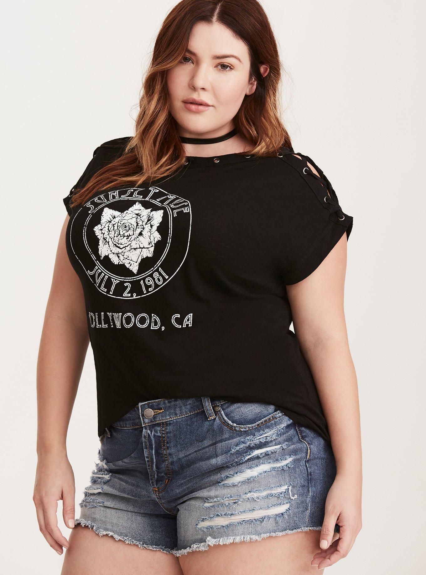 Plus Size - Lace Up Shoulder Graphic Tee - Torrid