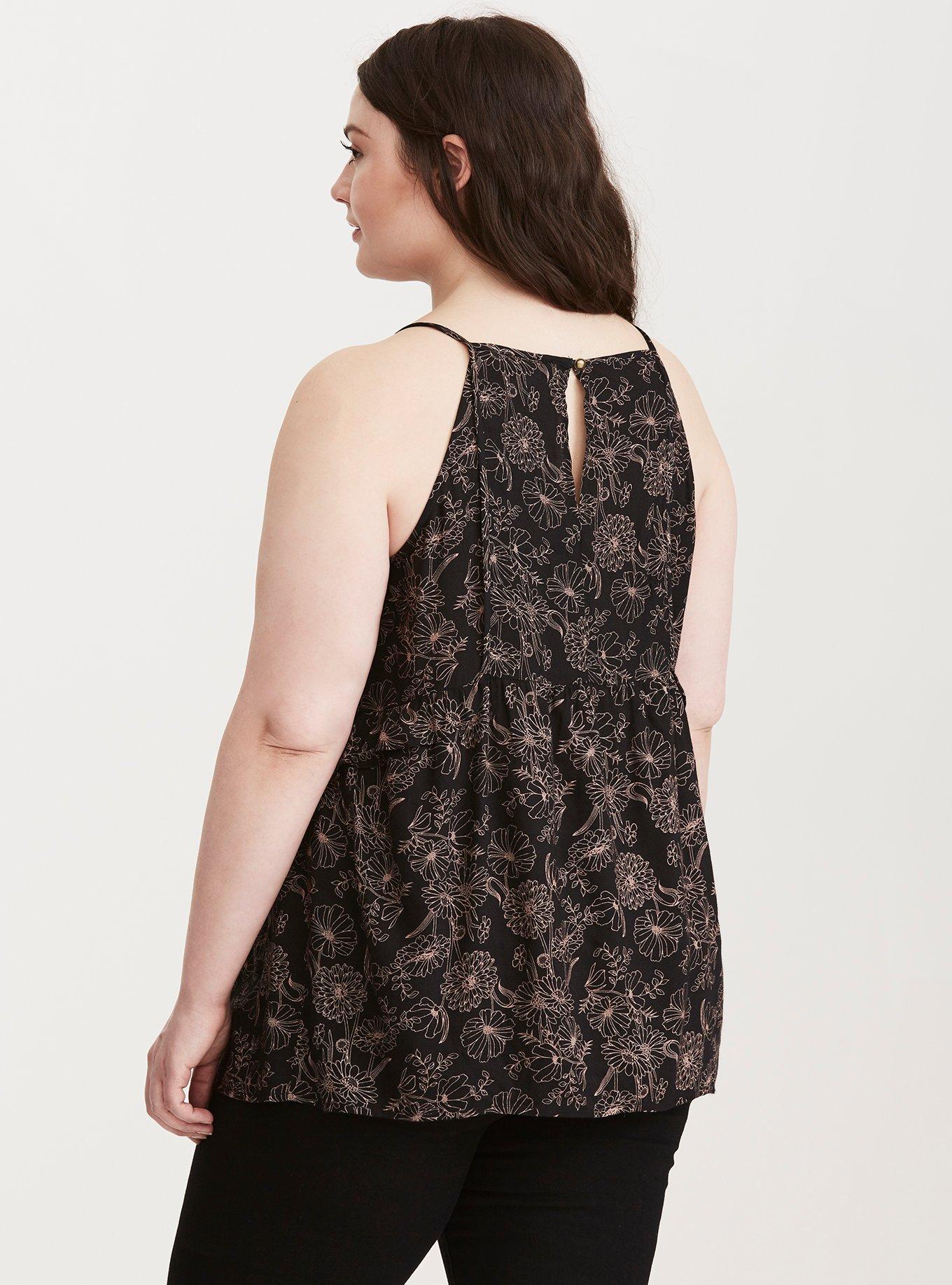 Plus Size - Floral Print Smocked High Neck Cami - Torrid