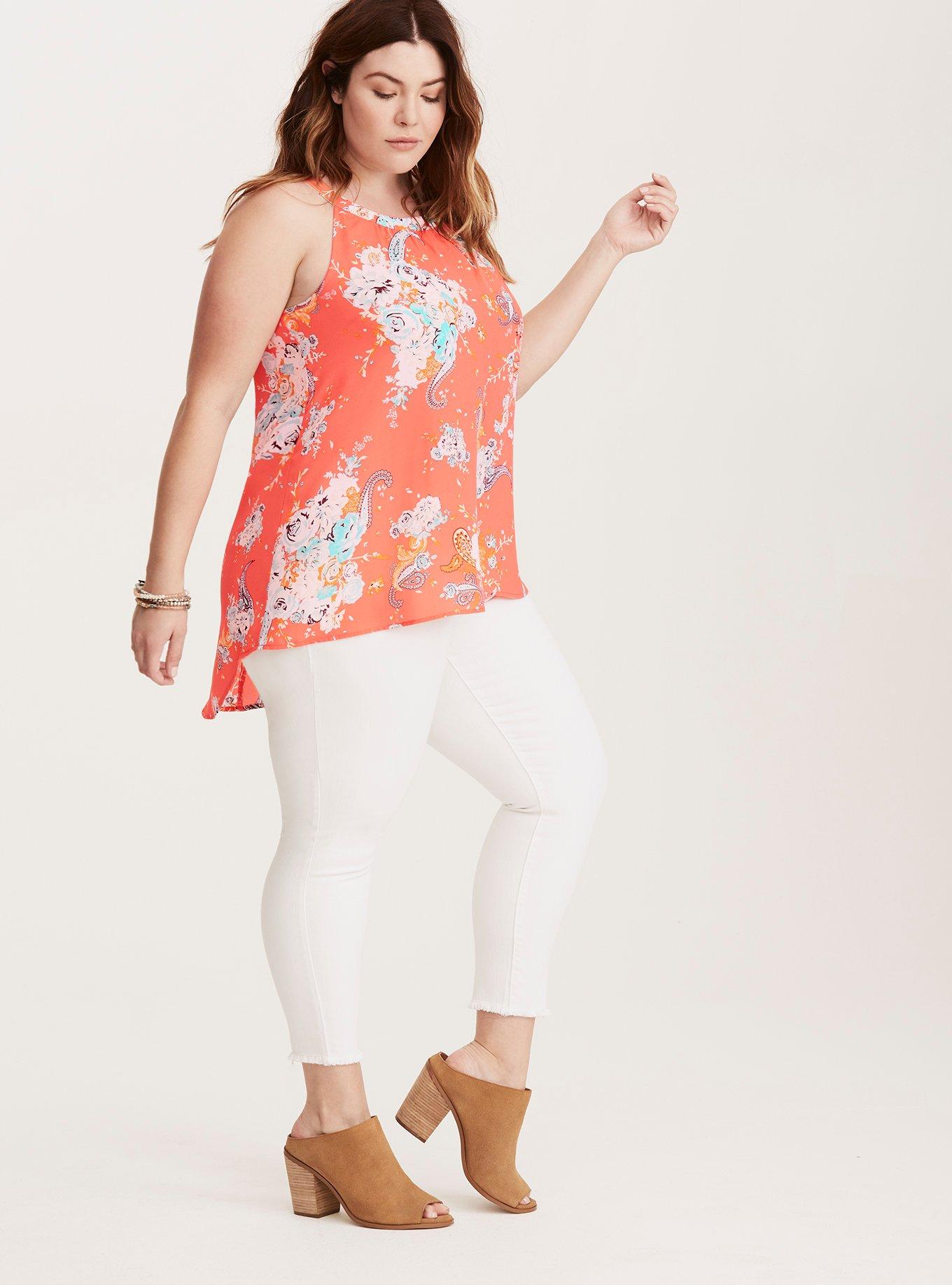 Plus Size - Floral Print Georgette High Neck Tank Top - Torrid