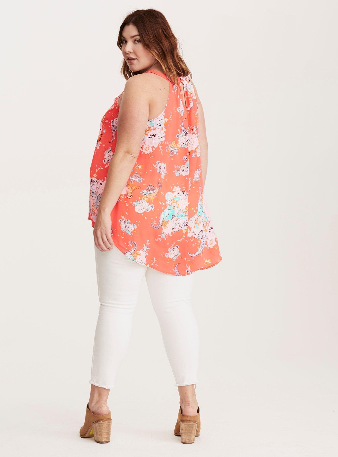 Plus Size - Floral Print Georgette High Neck Tank Top - Torrid